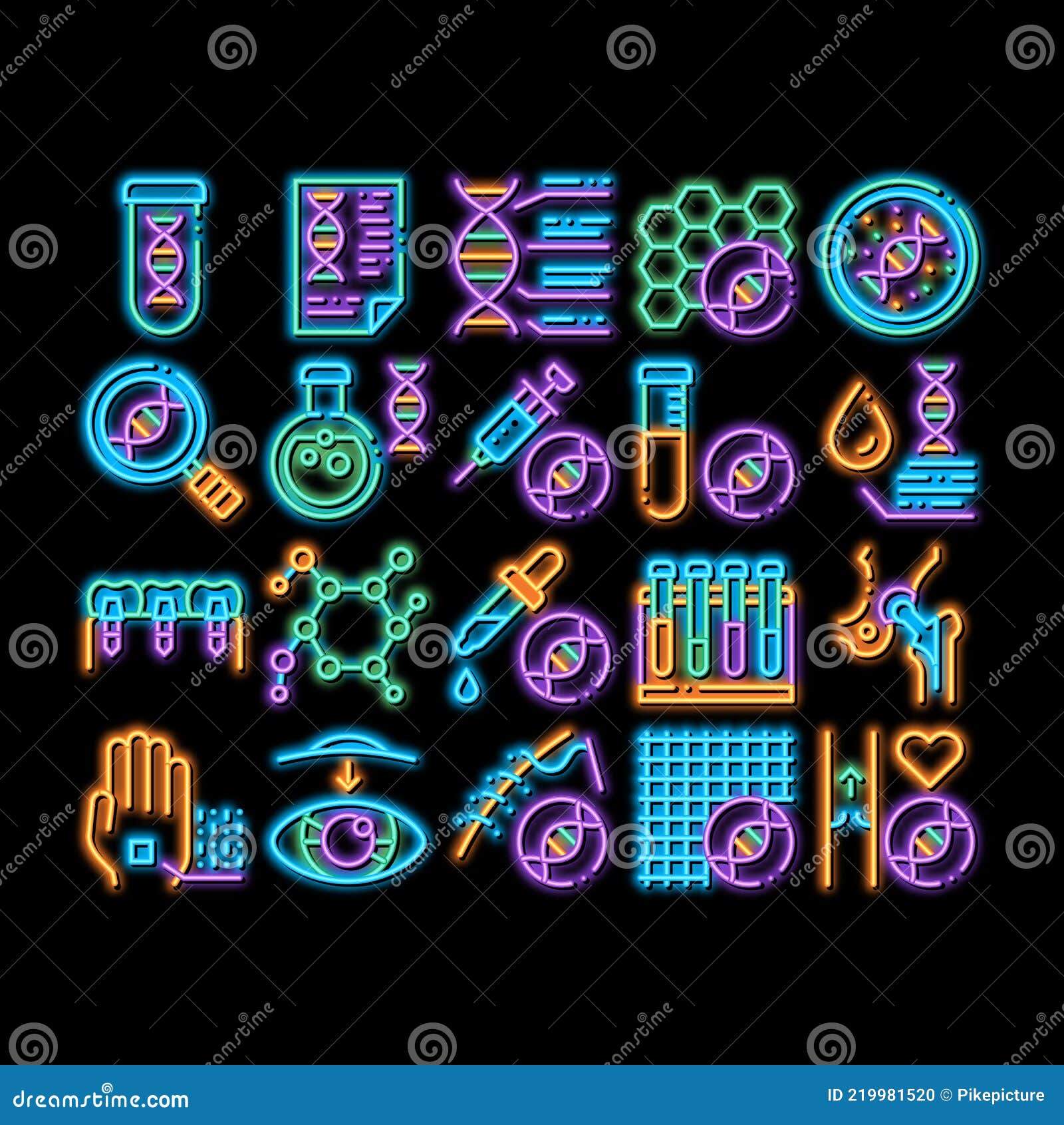 Biomaterials Neon Glow Icon Illustration Stock Illustration ...