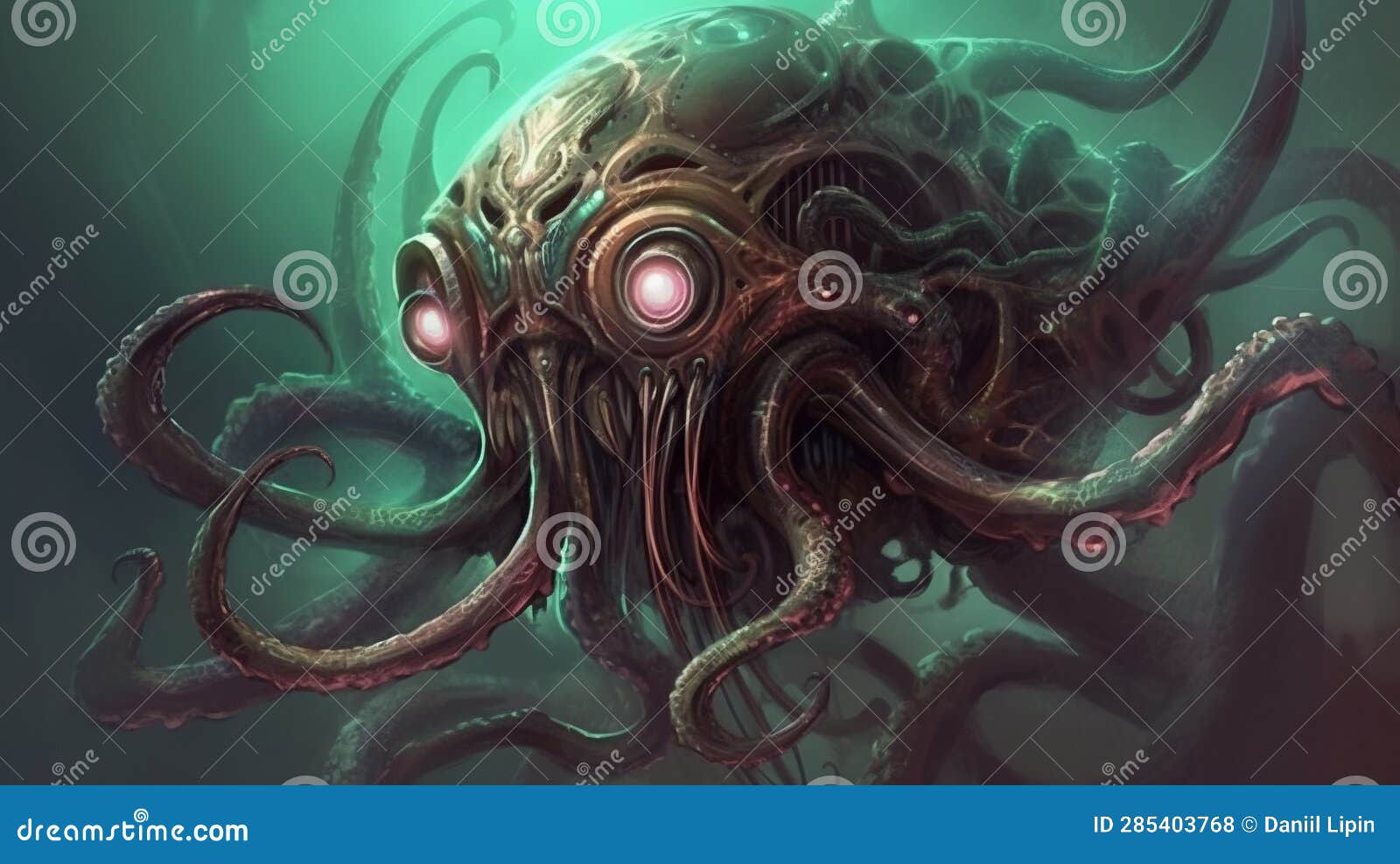 A Biomechanical Creature with Tentacles Stock Illustration ...