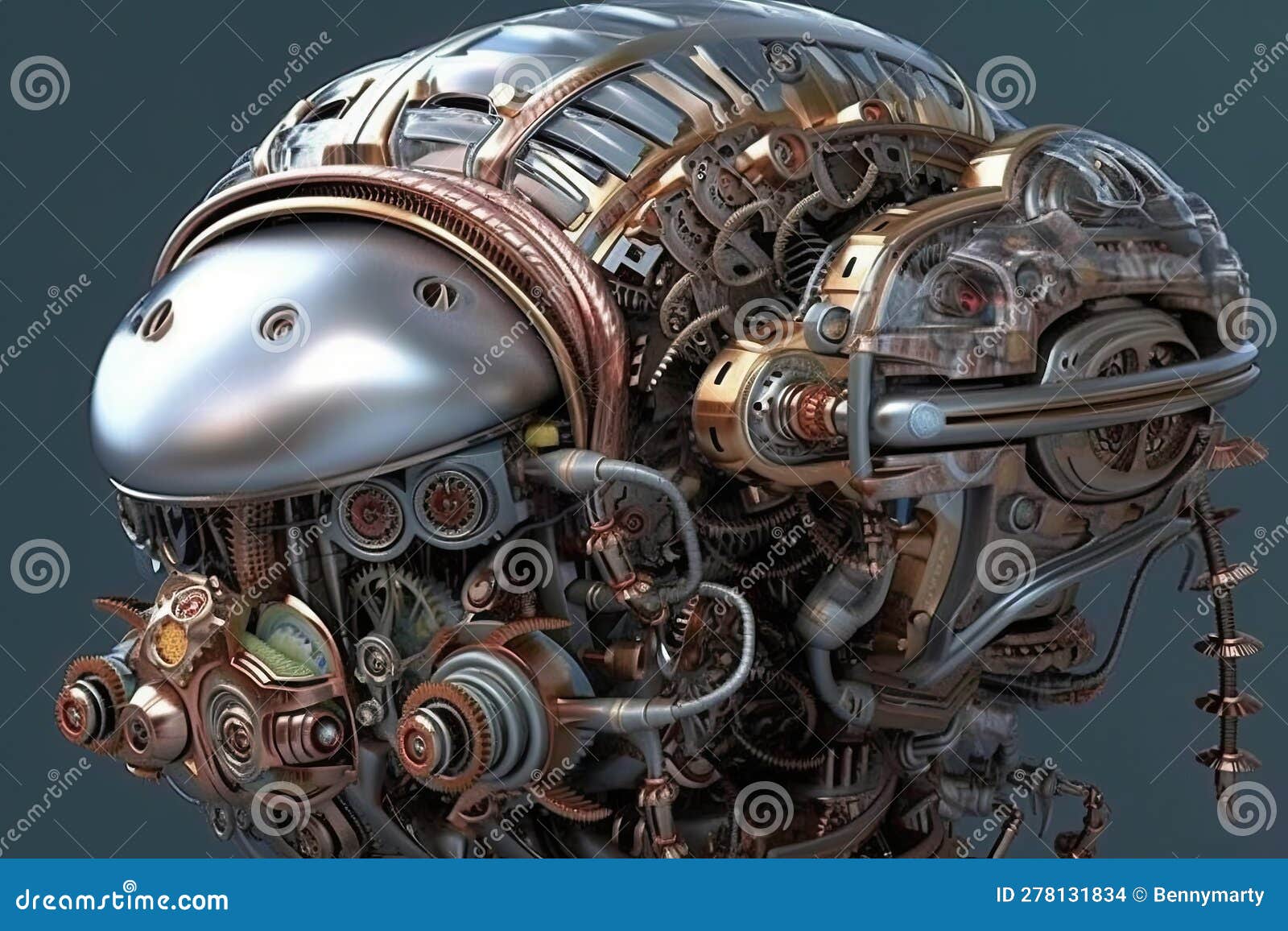 Cyberpunk Biomechanical Brain Stock Illustration - Illustration of ...