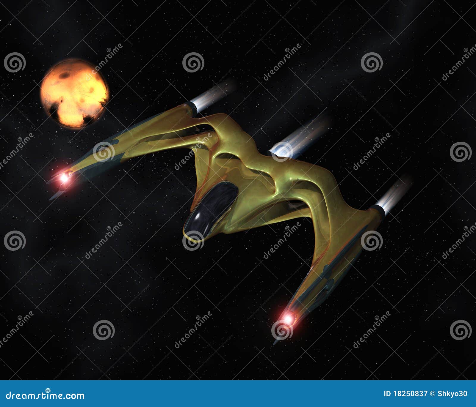 Biomechanical Powerful Spaceship Stock Illustration - Illustration of ...