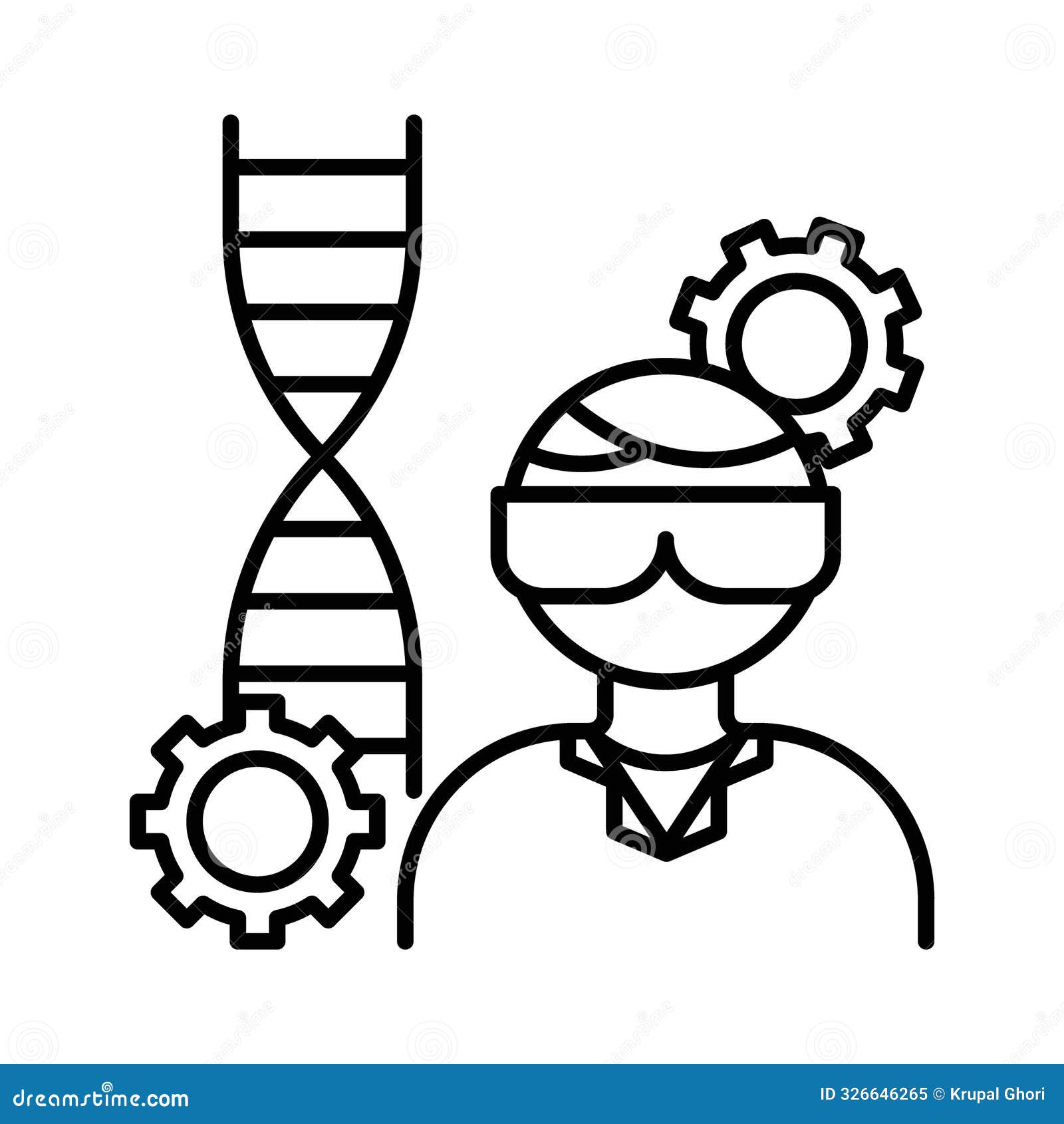 Biomedical Engineer Linear Logo Mark In Black And White Cartoon Vector ...