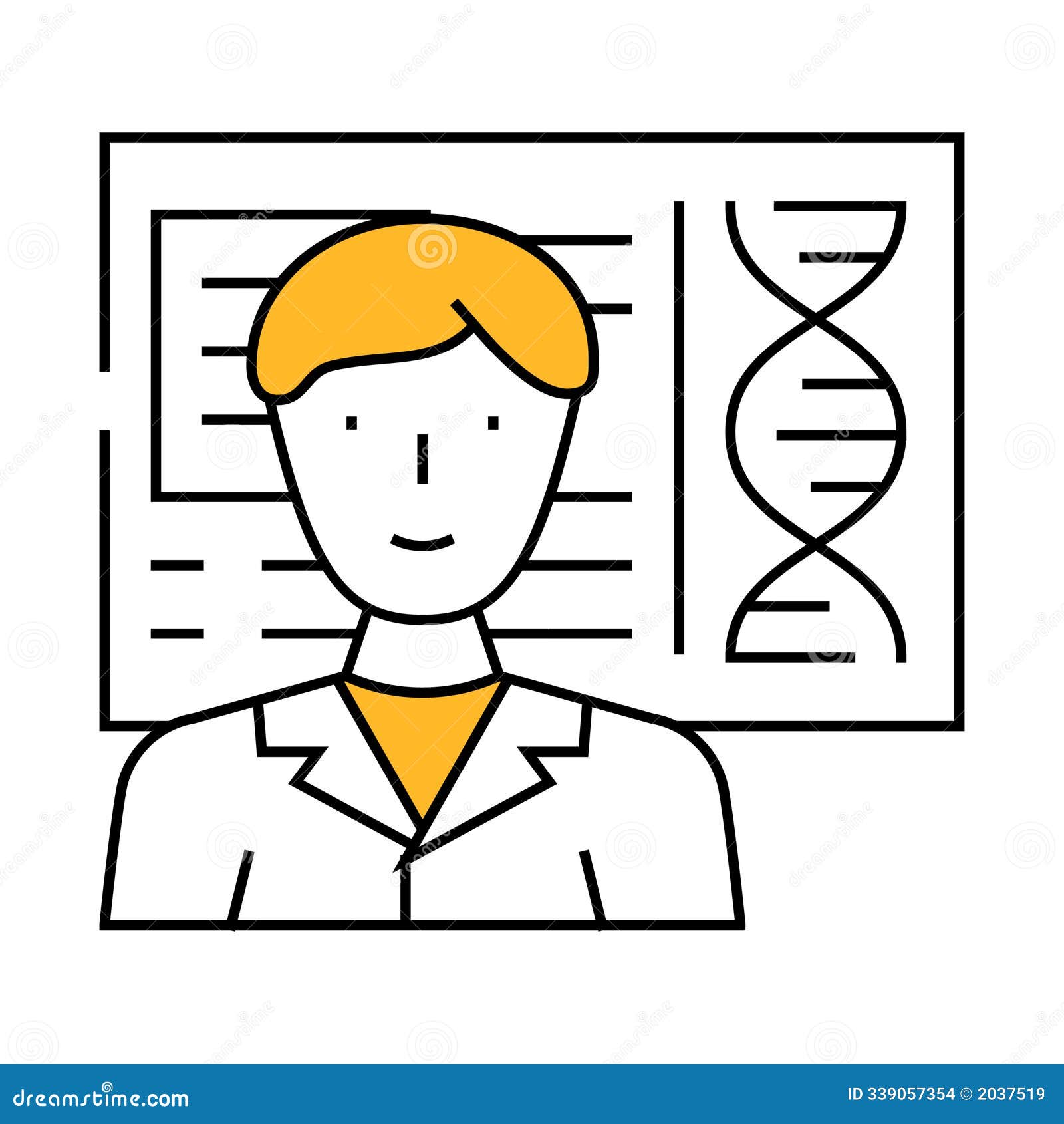 Biomedical Engineer Linear Logo Mark In Black And White Cartoon Vector ...