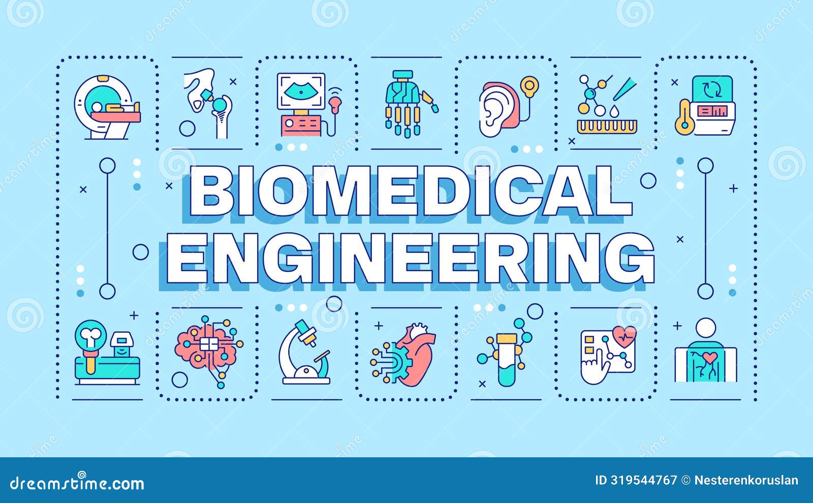 Biomedical Engineering Light Blue Word Concept Stock Vector - Illustration of letters ...