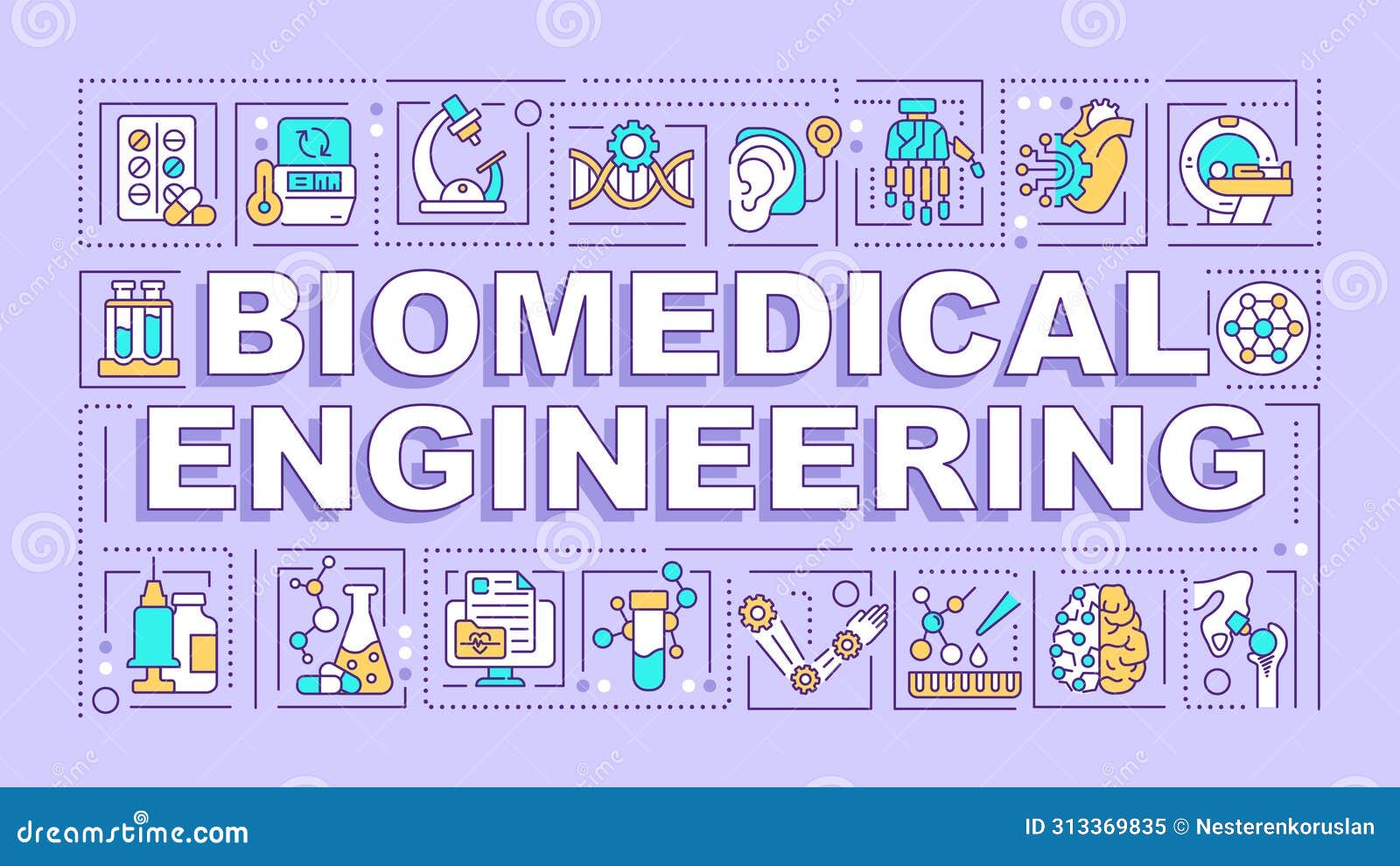Biomedical Engineering Purple Word Concept Stock Vector - Illustration ...