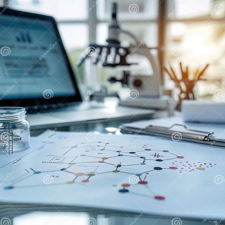 Biomedical Engineering Workspace Closeup on Molecular Structure ...