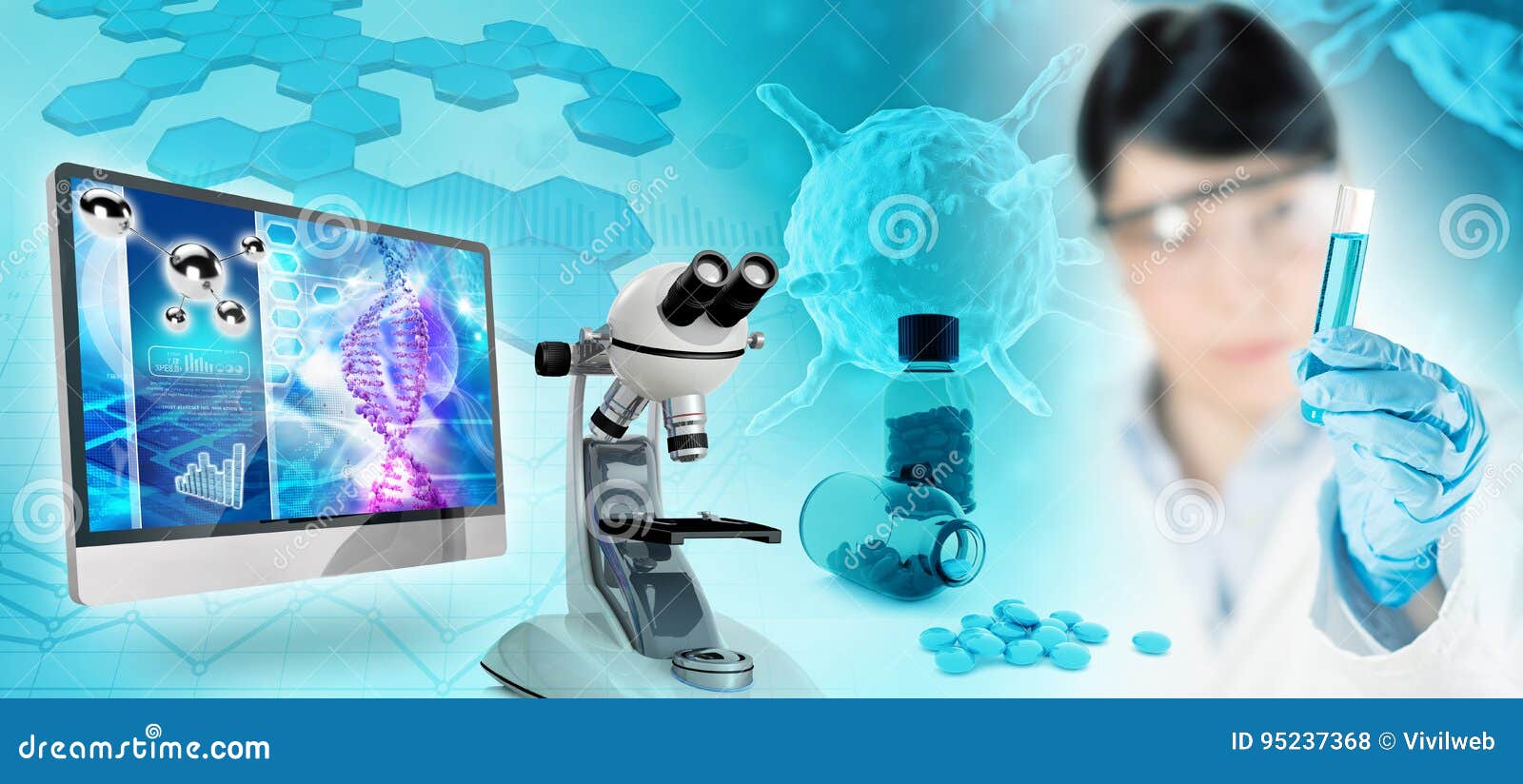 Biomedical Research Concept Stock Illustration - Illustration of ...