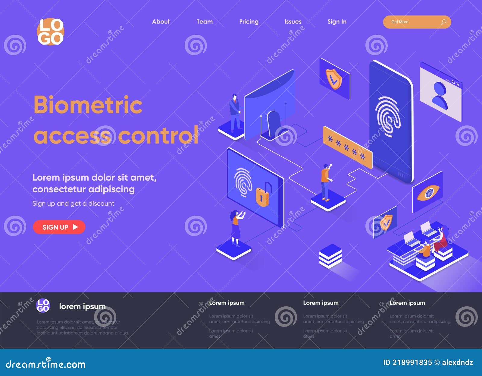 Biometric Access Control Isometric Landing Page Design. Stock Vector ... Biometric Access Control Isometric Landing Page Design. Stock Vector ...