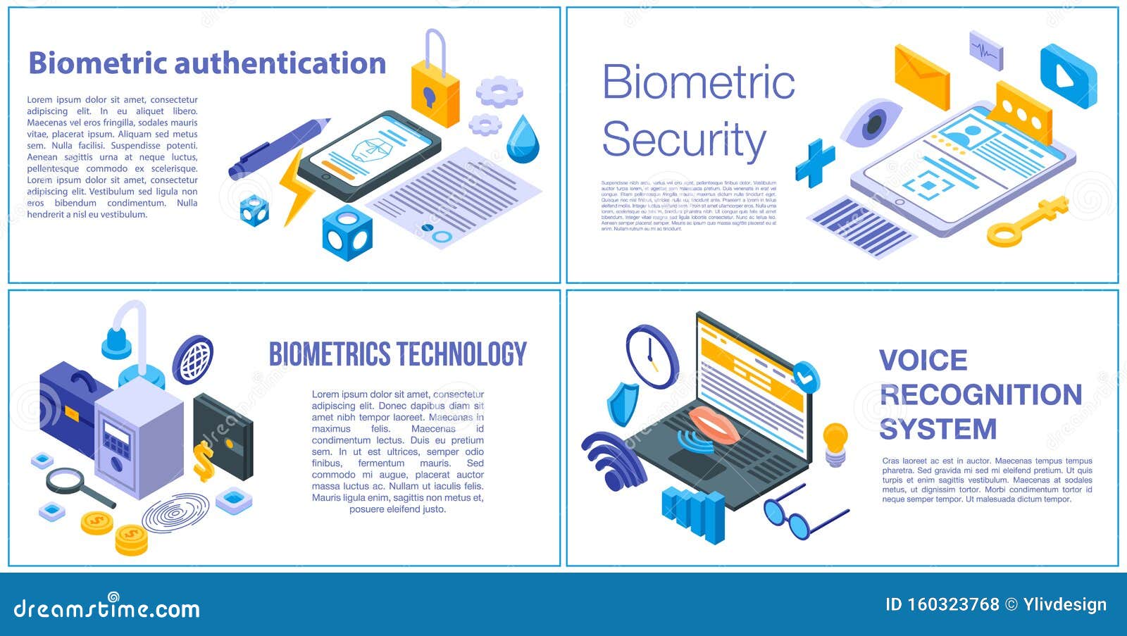 Biometric Authentication Banner Set, Isometric Style Stock Vector ... Biometric Authentication Banner Set, Isometric Style Stock Vector ...