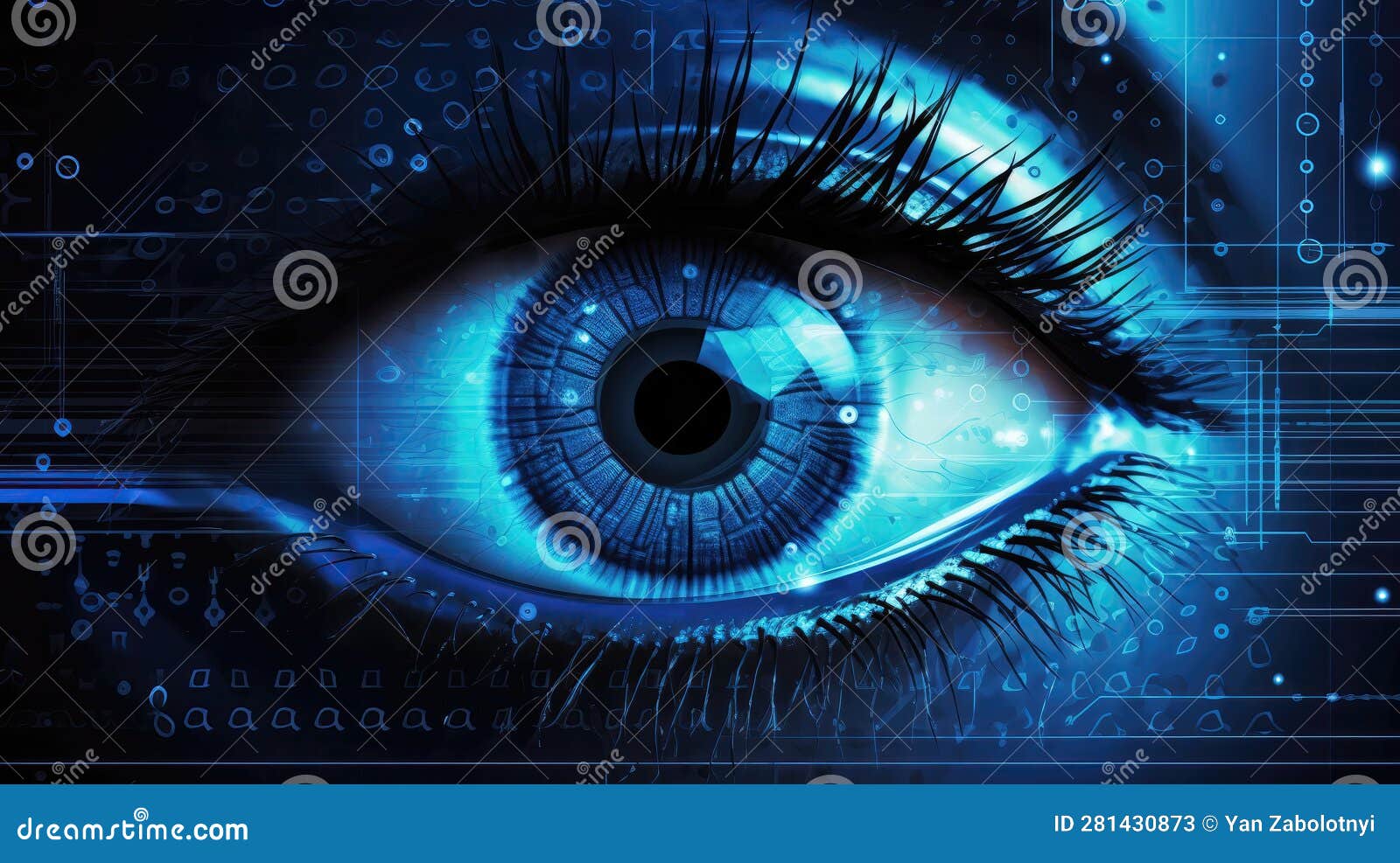 Biometric Authentication Eye Scanning Big Data Cybersecurity Background ...