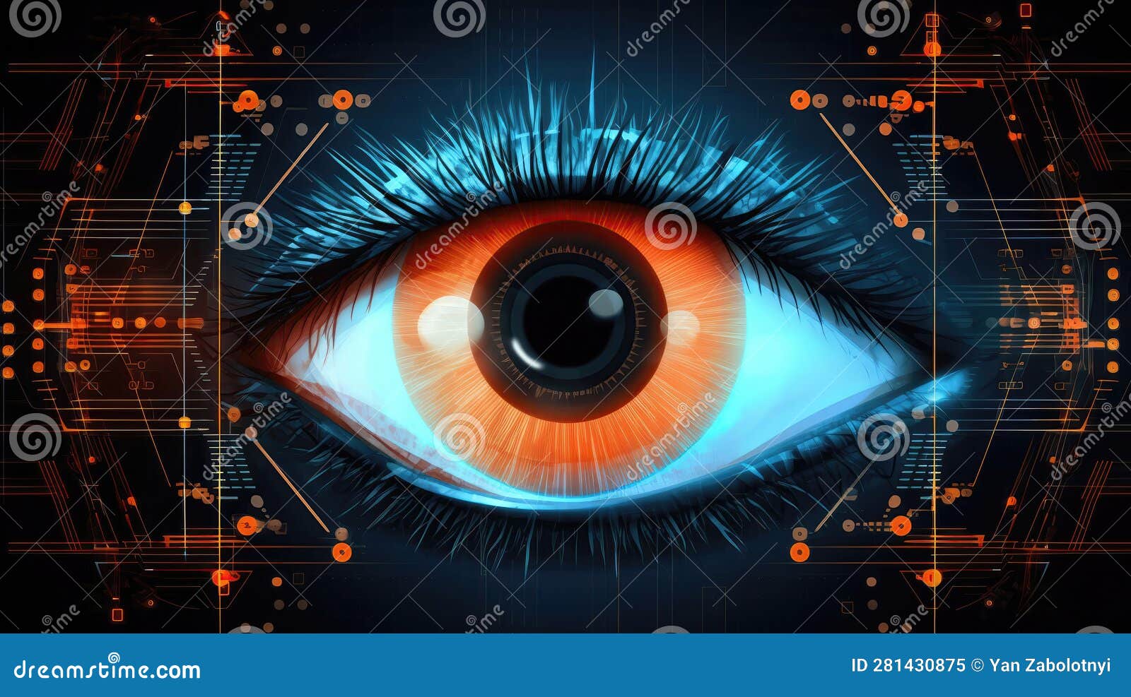 Biometric Authentication Eye Scanning Big Data Cybersecurity Blue ...