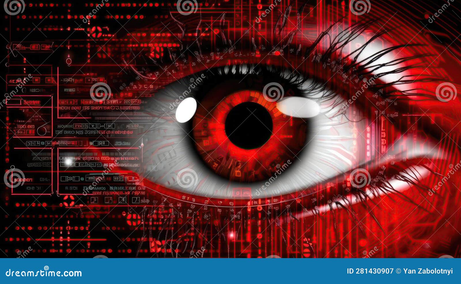 Biometric Authentication Eye Scanning Big Data Cybersecurity Conceptual ...
