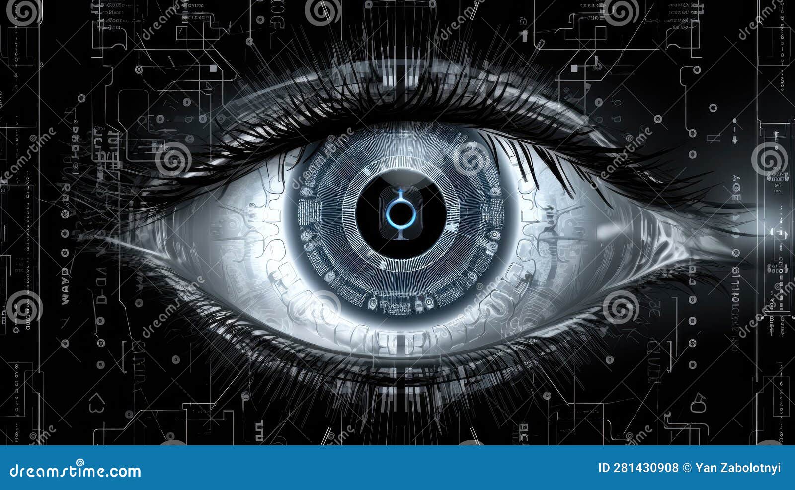 Biometric Authentication Eye Scanning Big Data Cybersecurity Conceptual ...