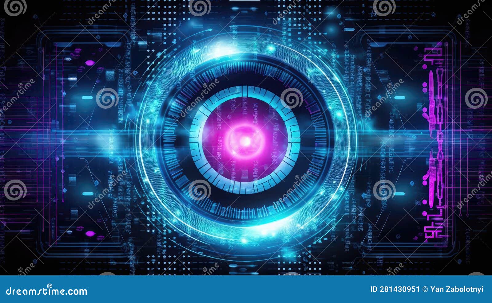 Biometric Authentication Eye Scanning Circuit Board Background Pink ...