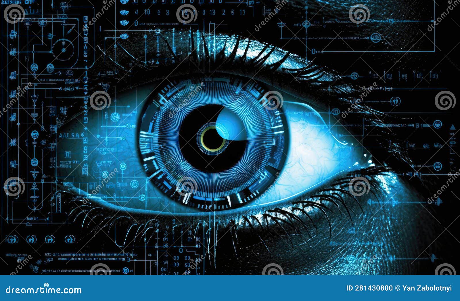 Biometric Authentication Eye Scanning Online Trading Chart Background ...
