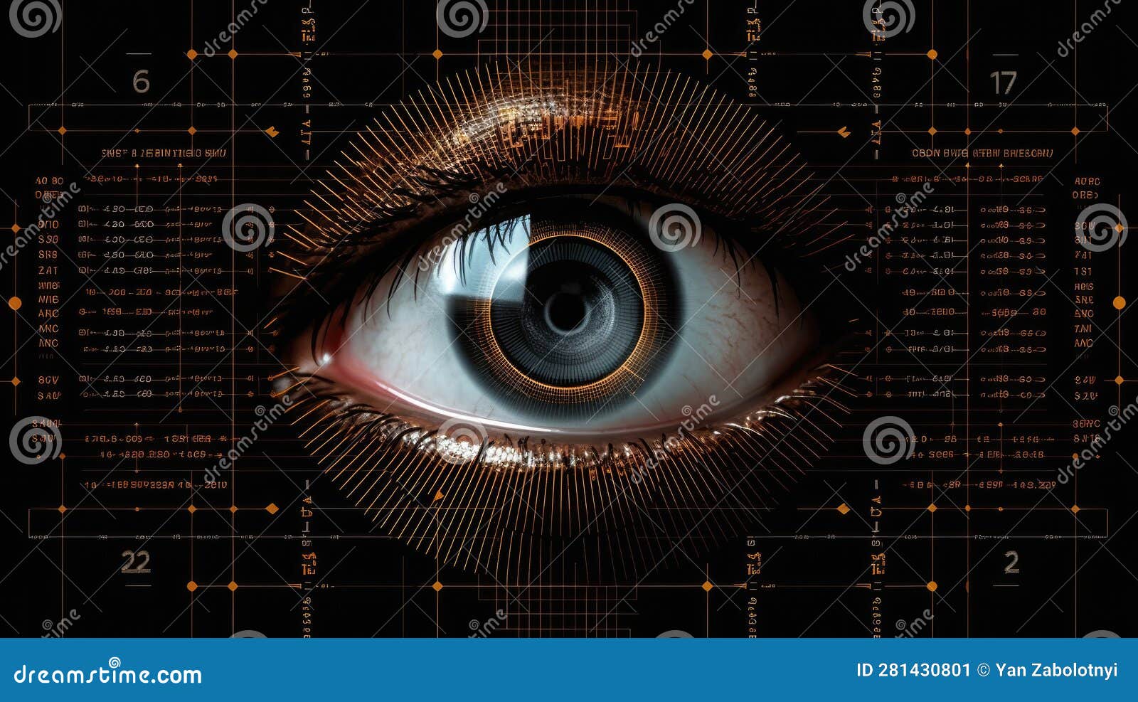 Biometric Authentication Eye Scanning Online Trading Chart Background ...