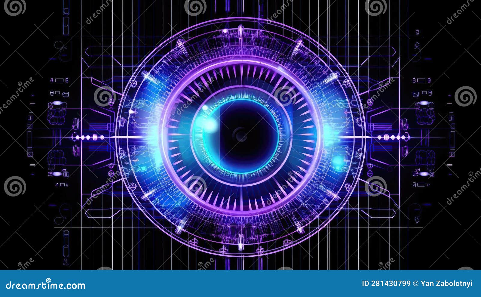 Biometric Authentication Eye Scanning Online Trading Chart Background ...