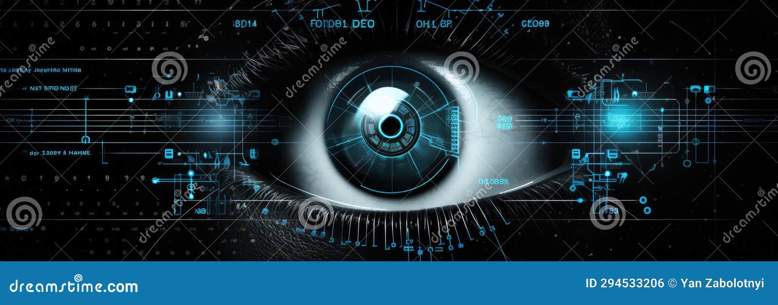 Biometric Authentication Eye Scanning Online Trading Chart Background ...