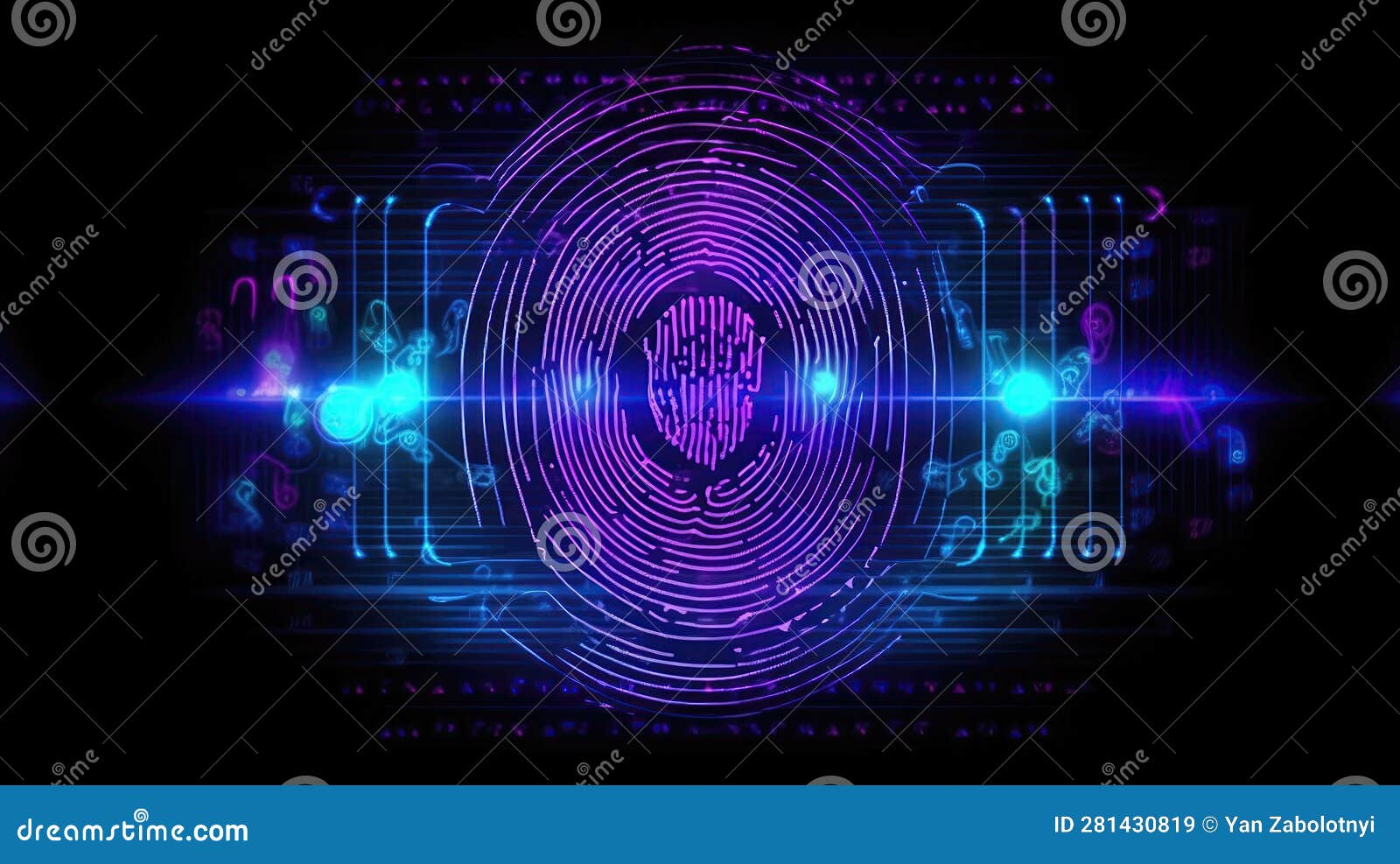Biometric Authentication Fingerprint Scanning Trading Chart Background ...