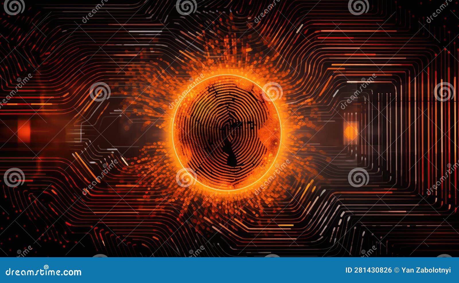 Biometric Authentication Fingerprint Scanning Trading Chart Background ...