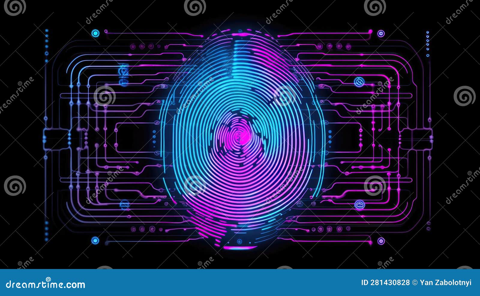 Biometric Authentication Fingerprint Scanning Trading Chart Background ...