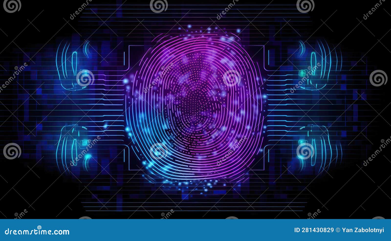 Biometric Authentication Fingerprint Scanning Trading Chart Background ...