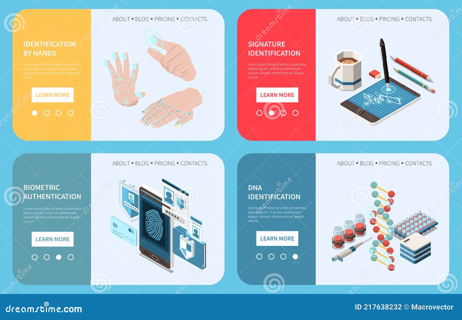 Biometric Authentication Methods Isometric Flowchart Vector