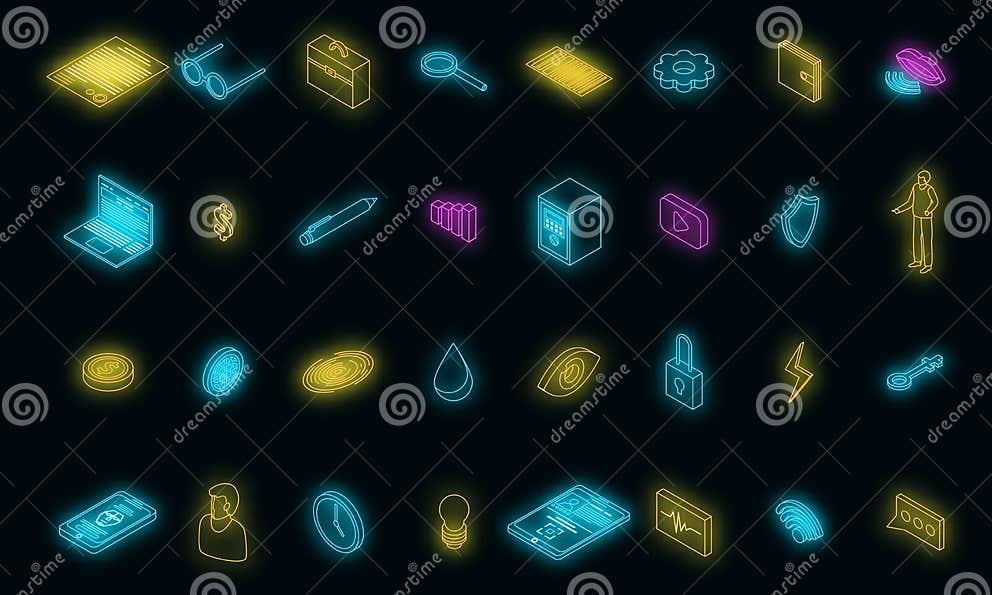 Biometric Authentication Icons Set Vector Neon Stock Illustration ... Biometric Authentication Icons Set Vector Neon Stock Illustration ...