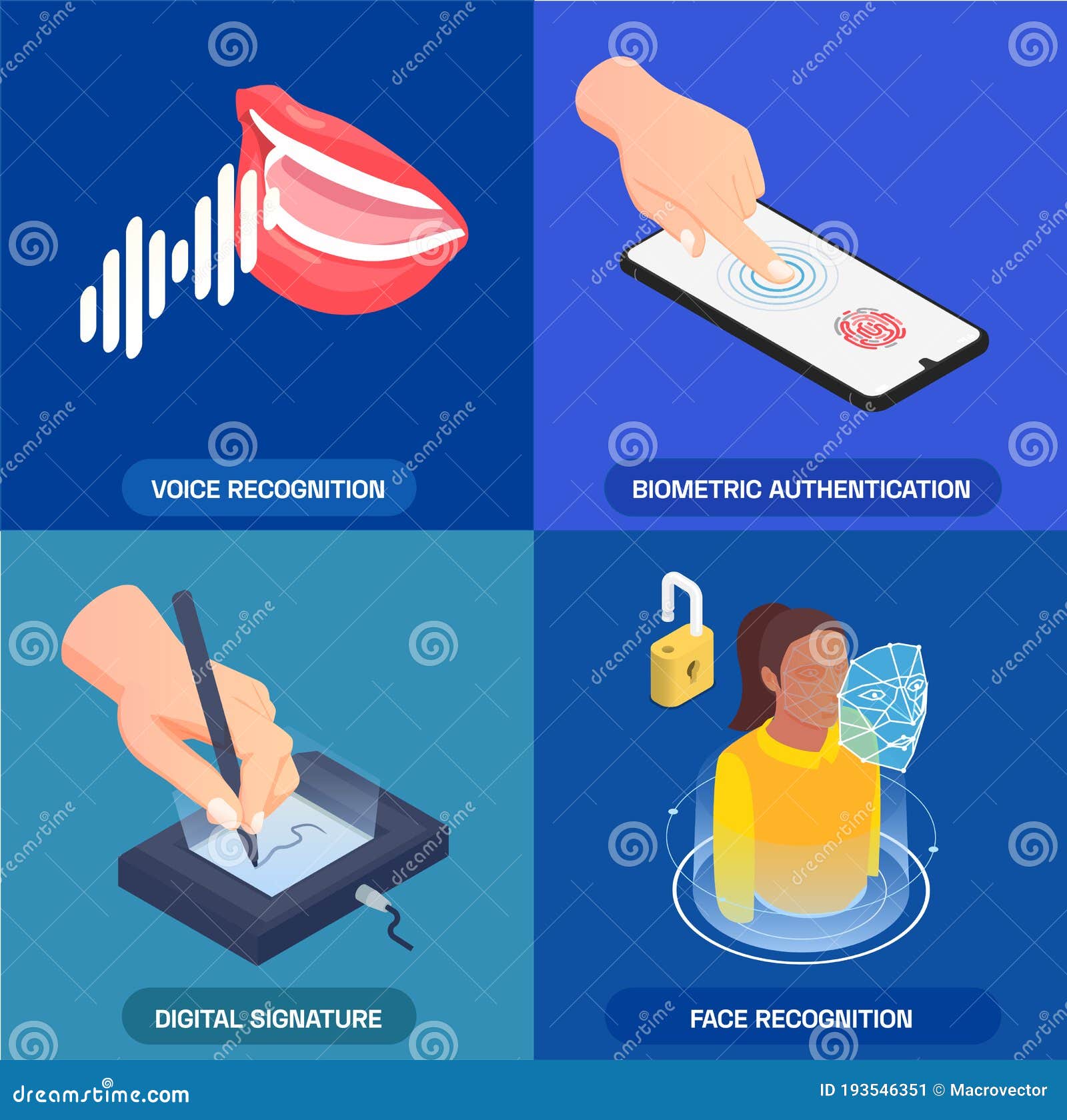 Biometric Authentication Isometric Set Stock Illustration ... Biometric Authentication Isometric Set Stock Illustration ...