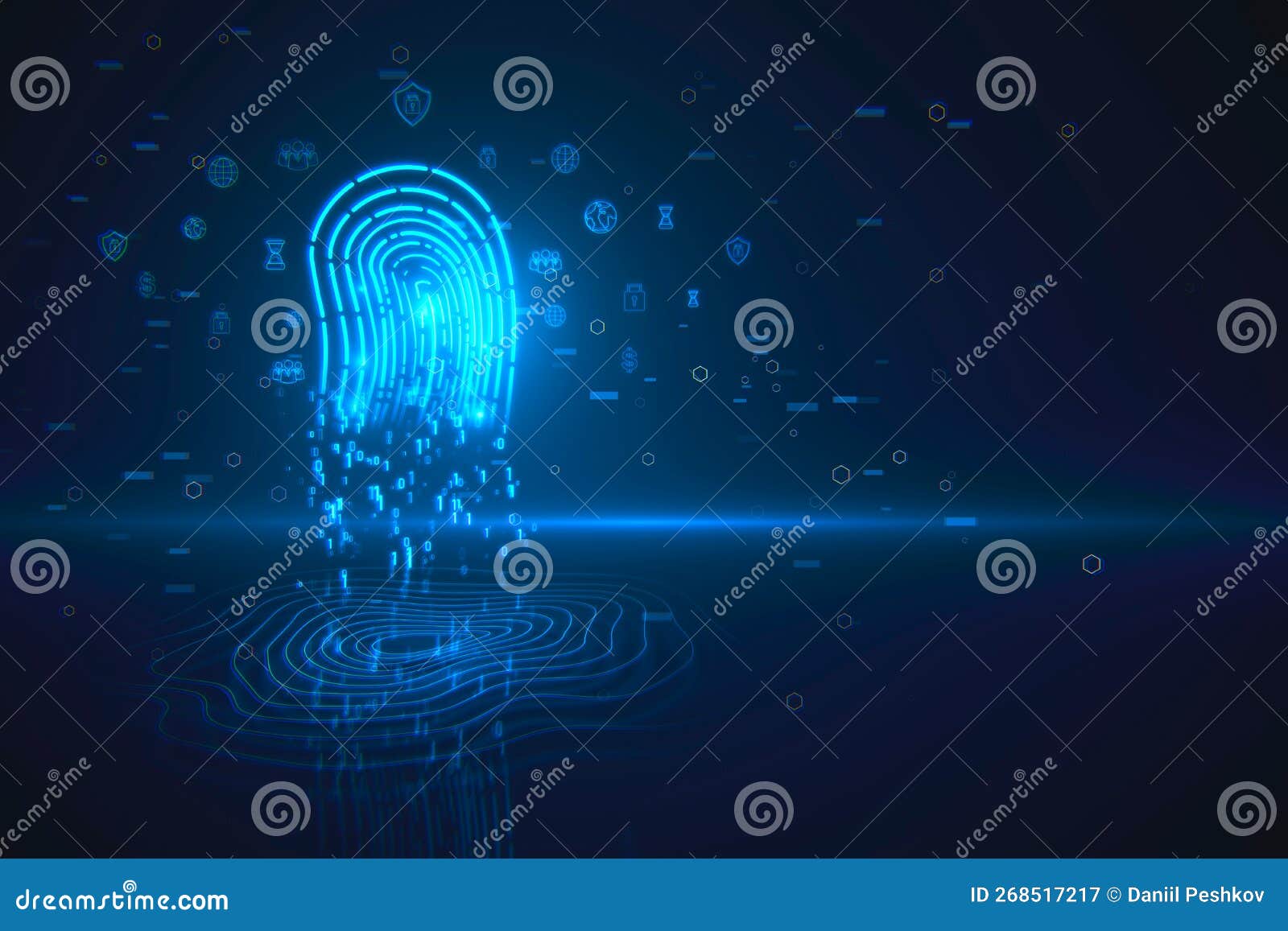 Biometric Data Security and Scan User Concept with Digital Glowing Blue ...