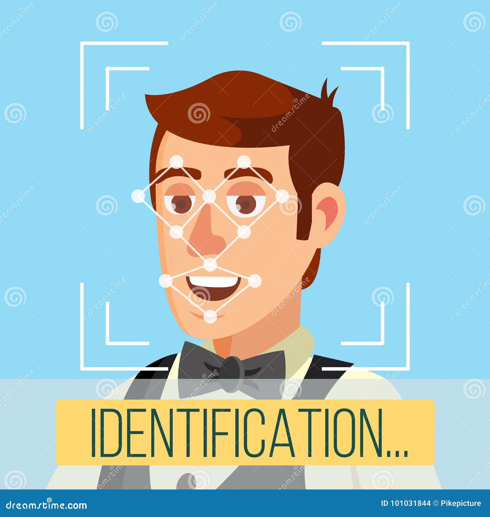Biometric Face Identification Vector. Human Face With Polygons And ...
