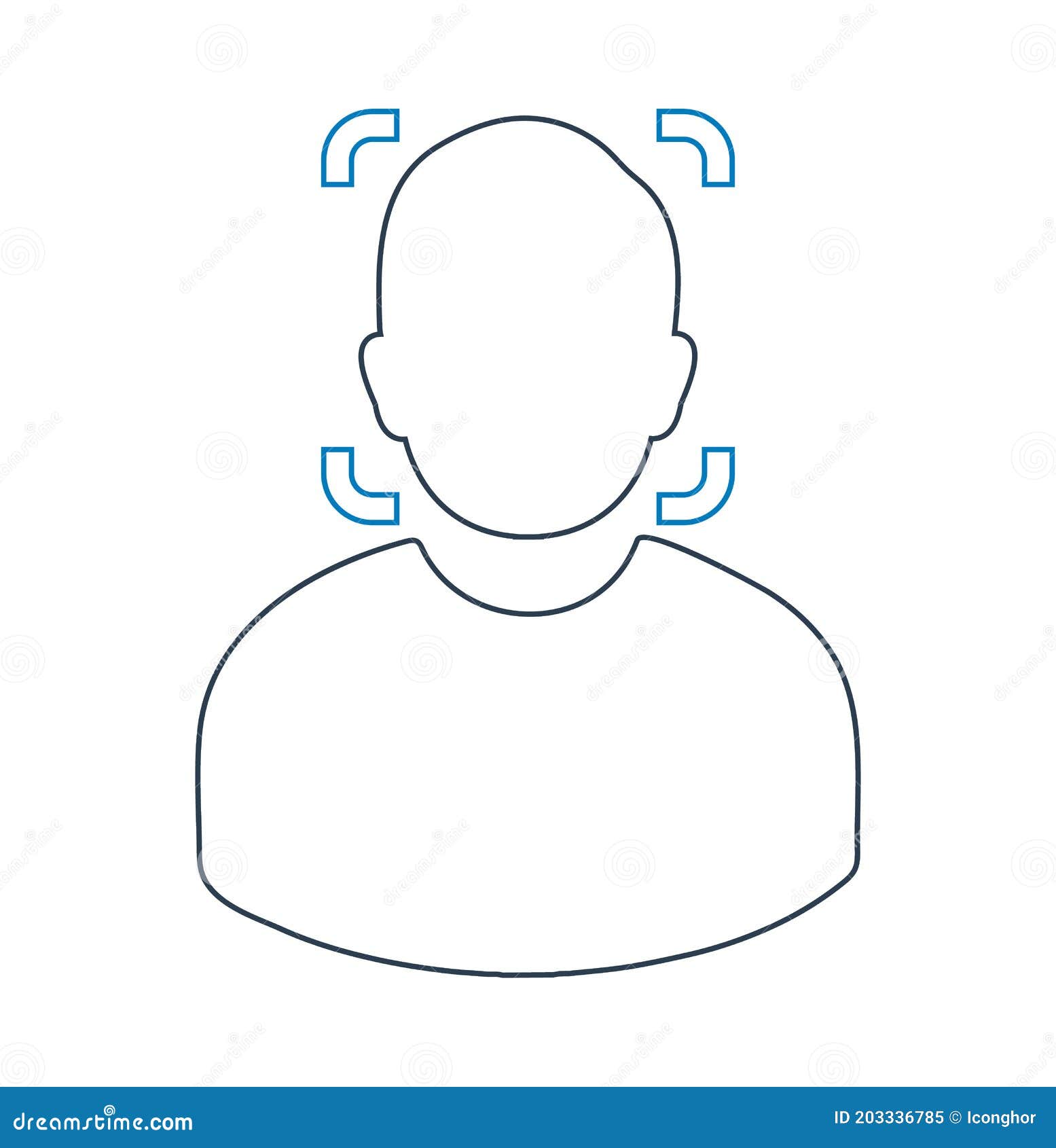 Biometric Face Recognition Line Icon. Stock Vector - Illustration of ...
