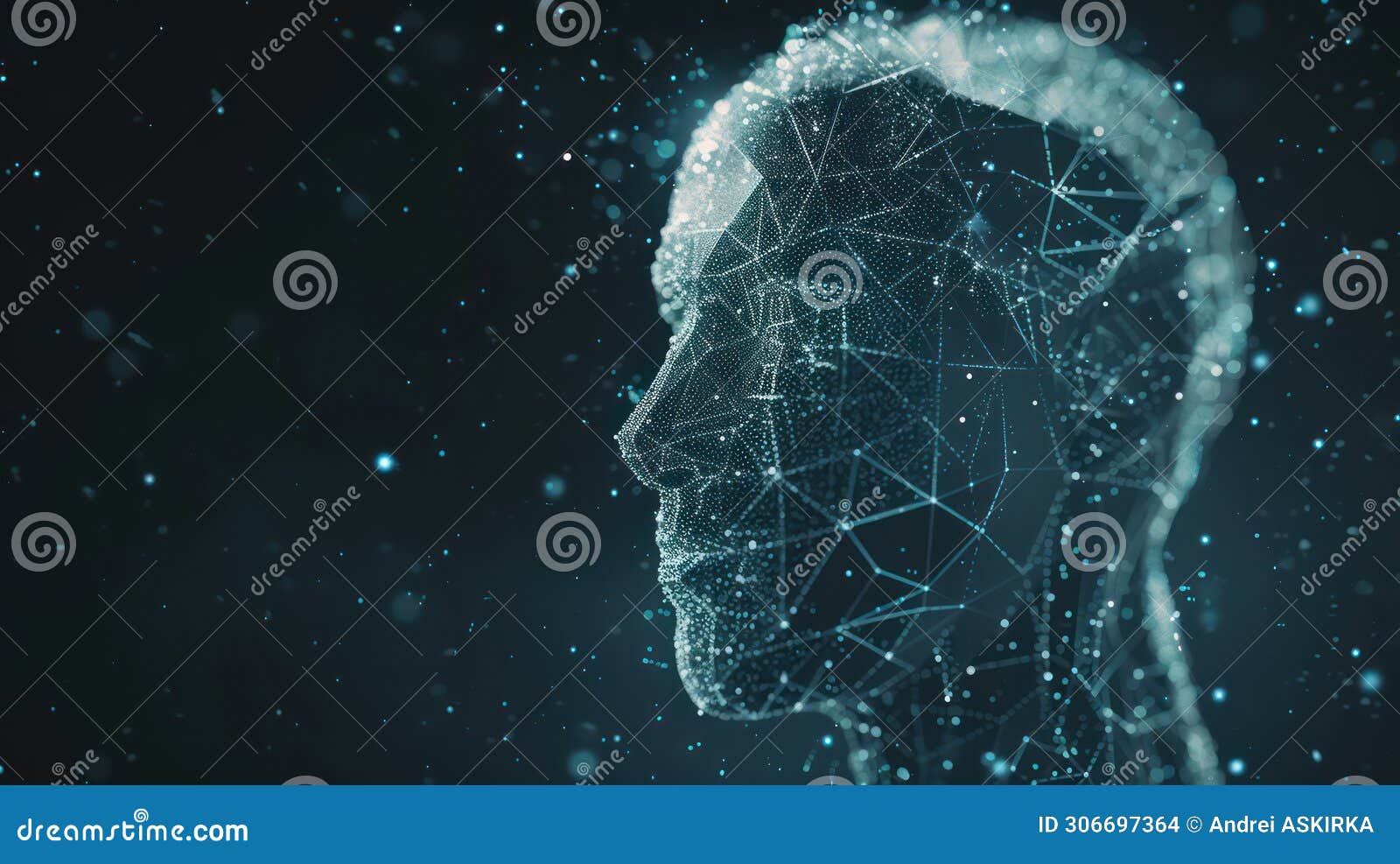 Biometric Facial Recognition or Identification Technology on Human Head ...