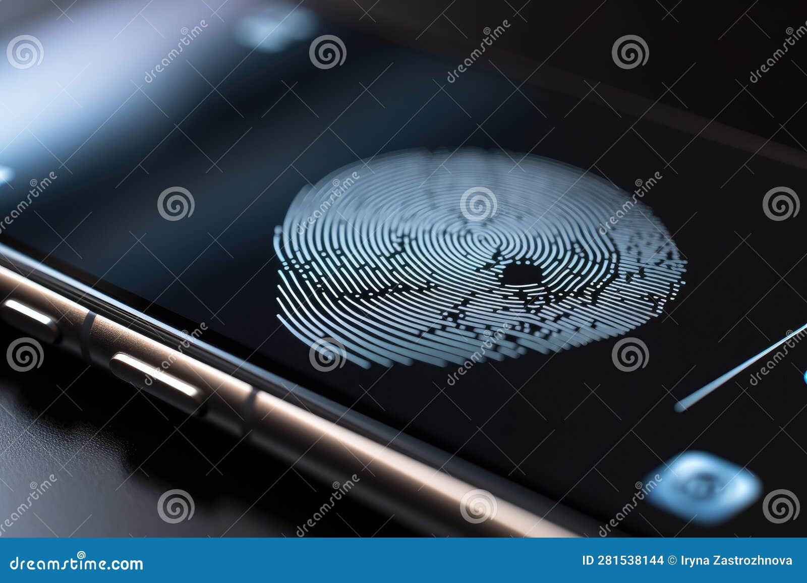 Biometric Fingerprint on the Phone Screen Stock Illustration ...