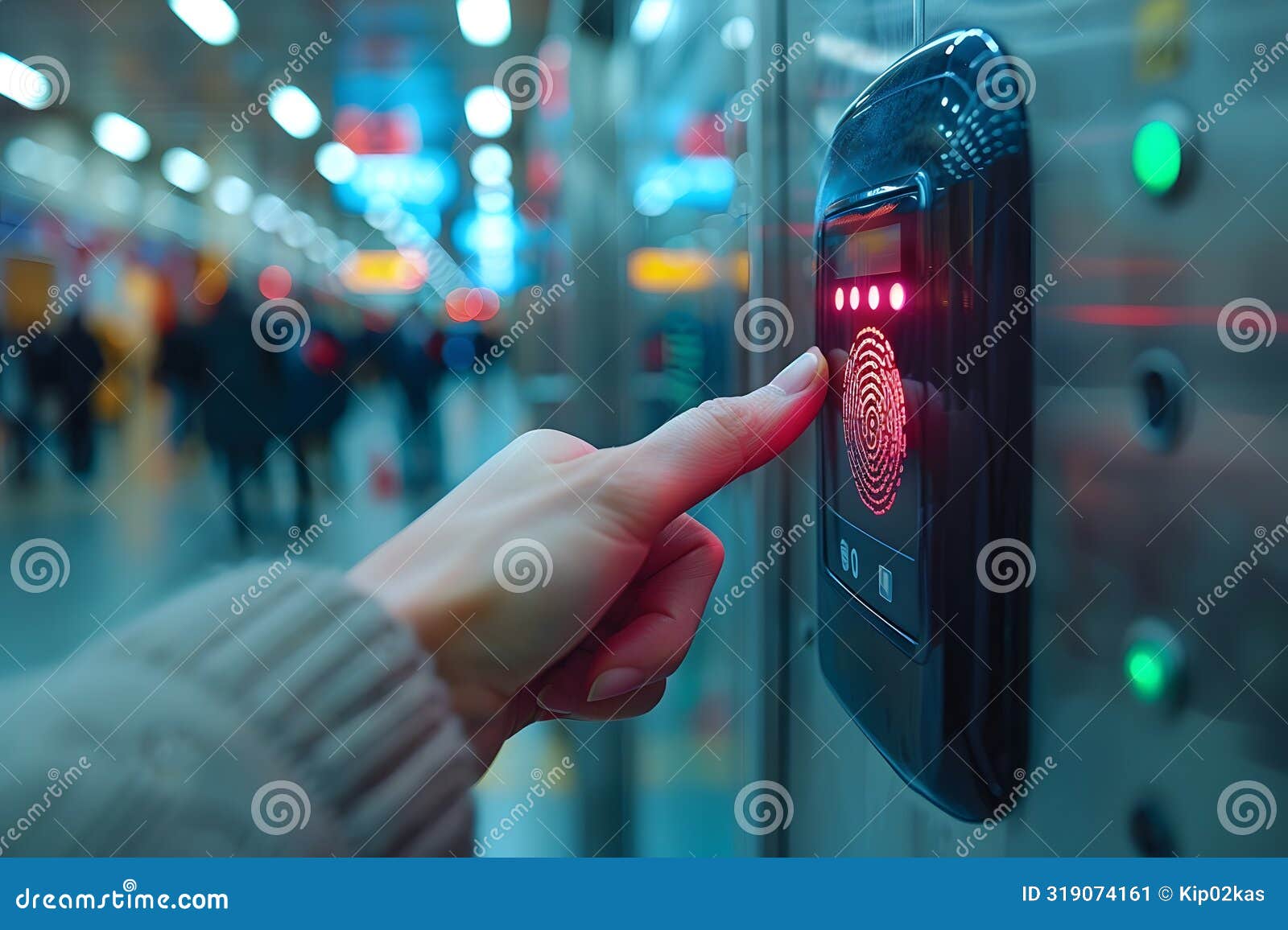 Biometric Fingerprint Scan in Modern Subway Station - Security ...