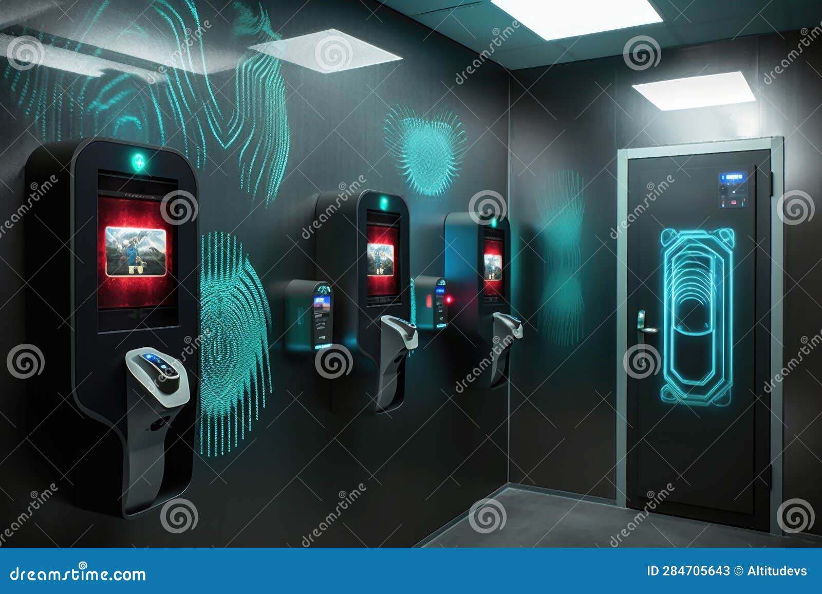 Biometric Fingerprint Scanner for Data Center Access Stock Illustration ...