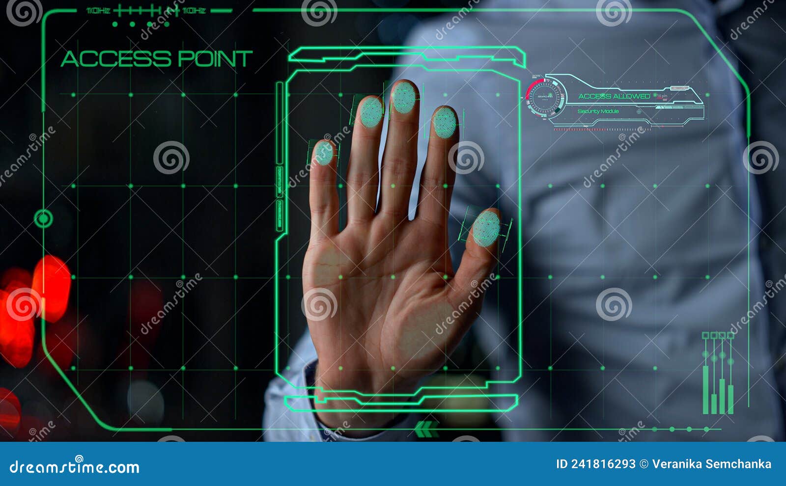Biometric Hand Scan Process Allow User Access Identifying Personality ...