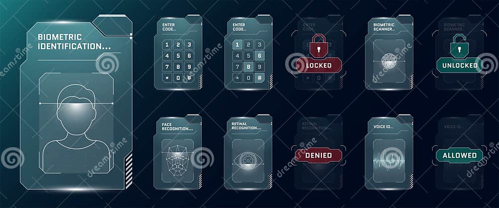 Biometric ID HUD Elements. User Face Voice Recognition GUI FUI Digital ...