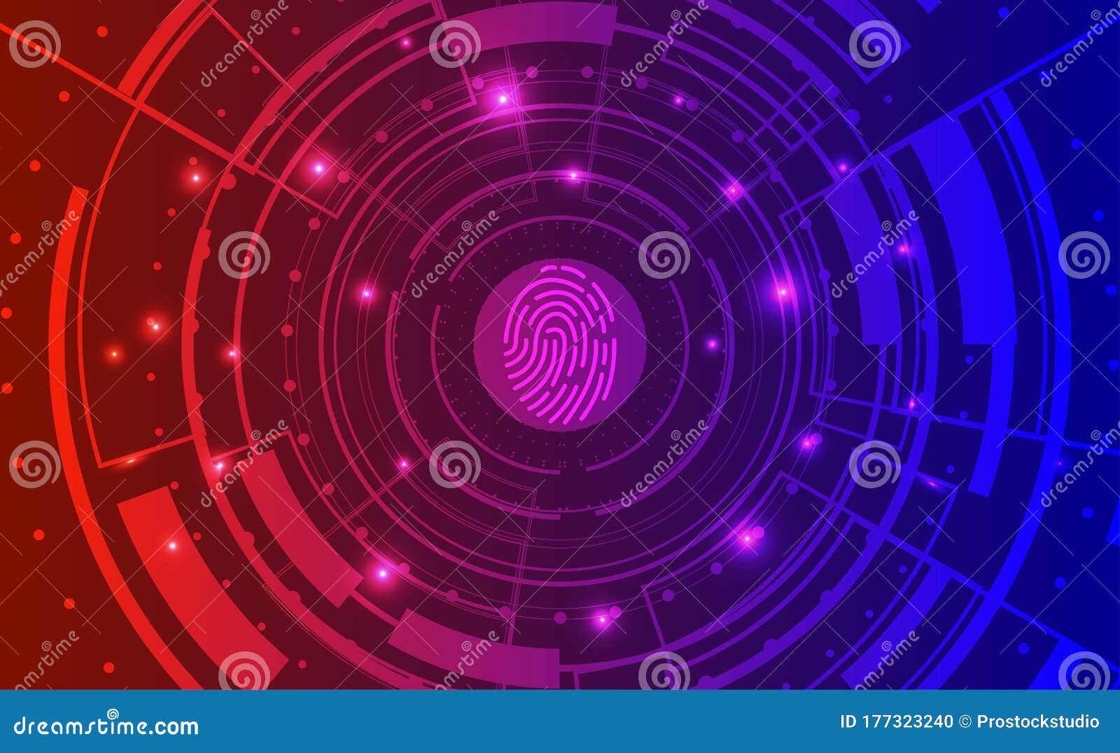 Biometric Identification. Futuristic Data Panel with Fingerprint ...