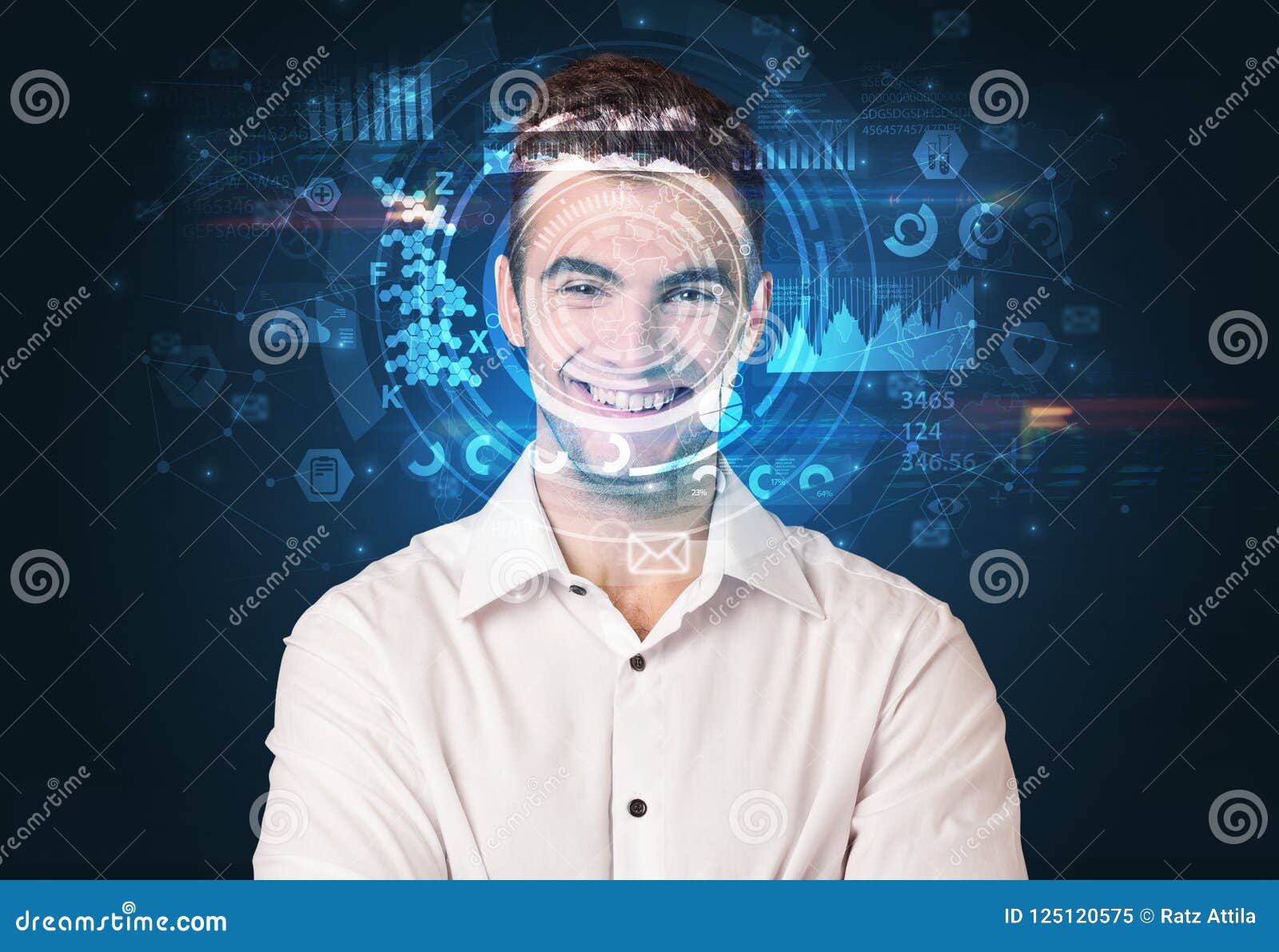 Biometric Identification and Facial Recognition Stock Image - Image of ...