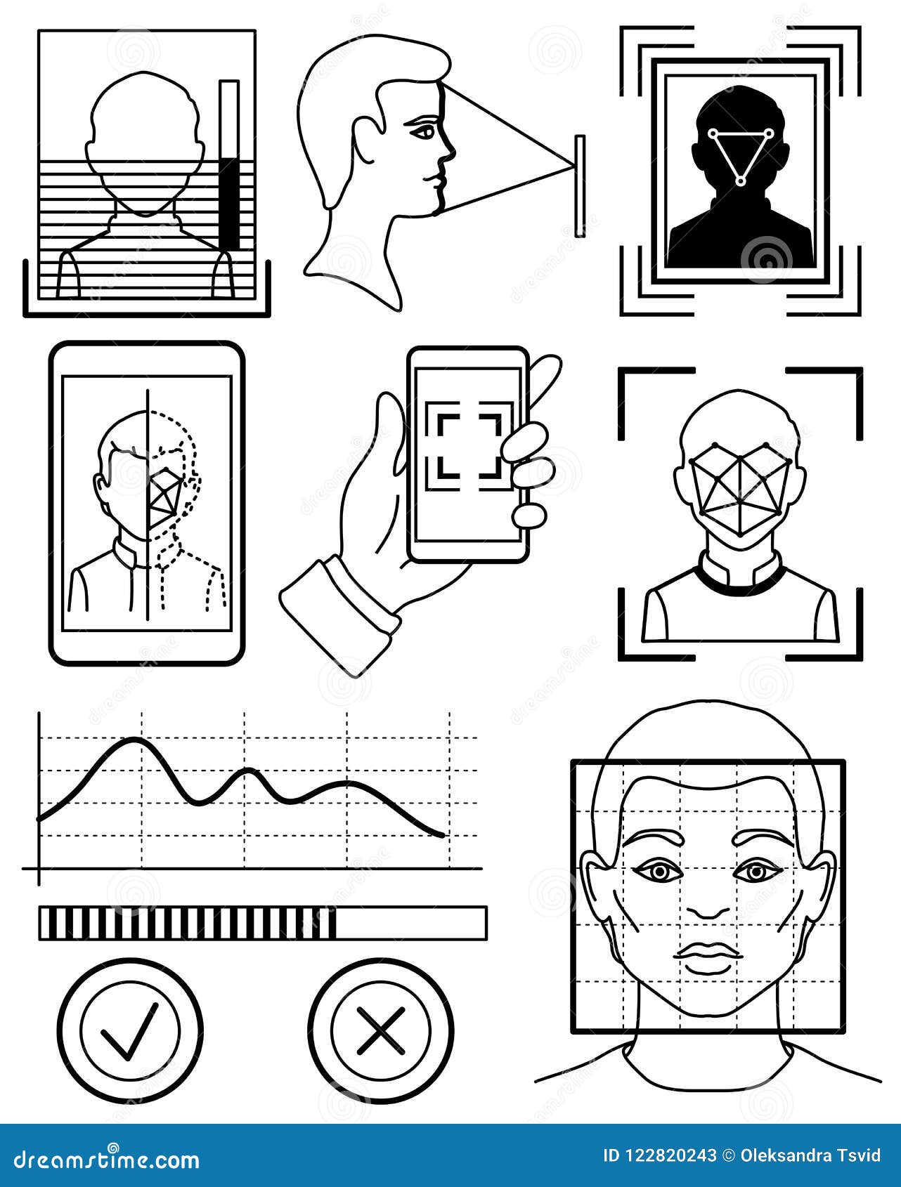 Biometric Identification, Facial Recognition System Concept, Sketch ... Biometric Identification, Facial Recognition System Concept, Sketch ...
