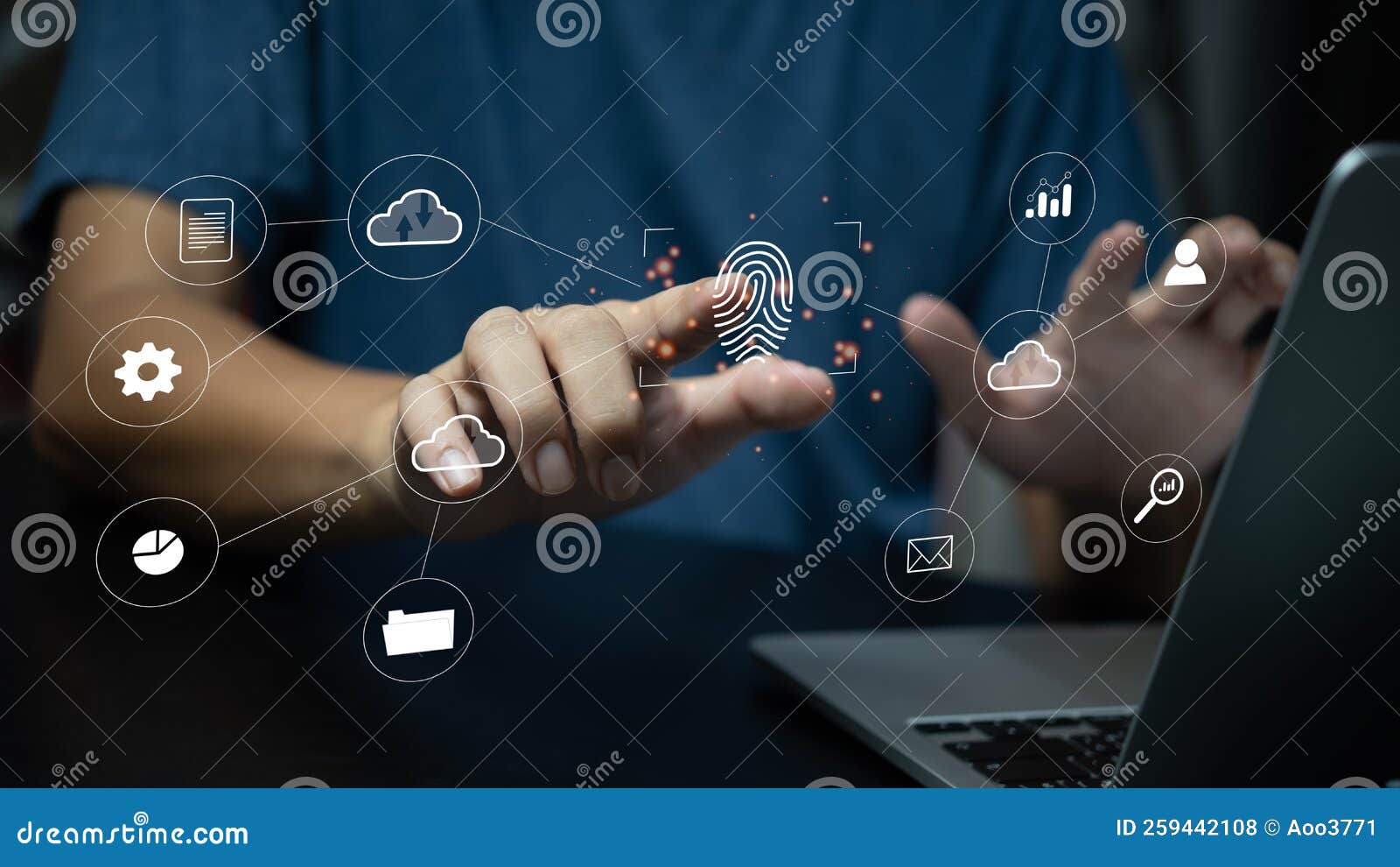 Biometric Identification Fingerprint Scanner Cyber Futuristic Digital ...