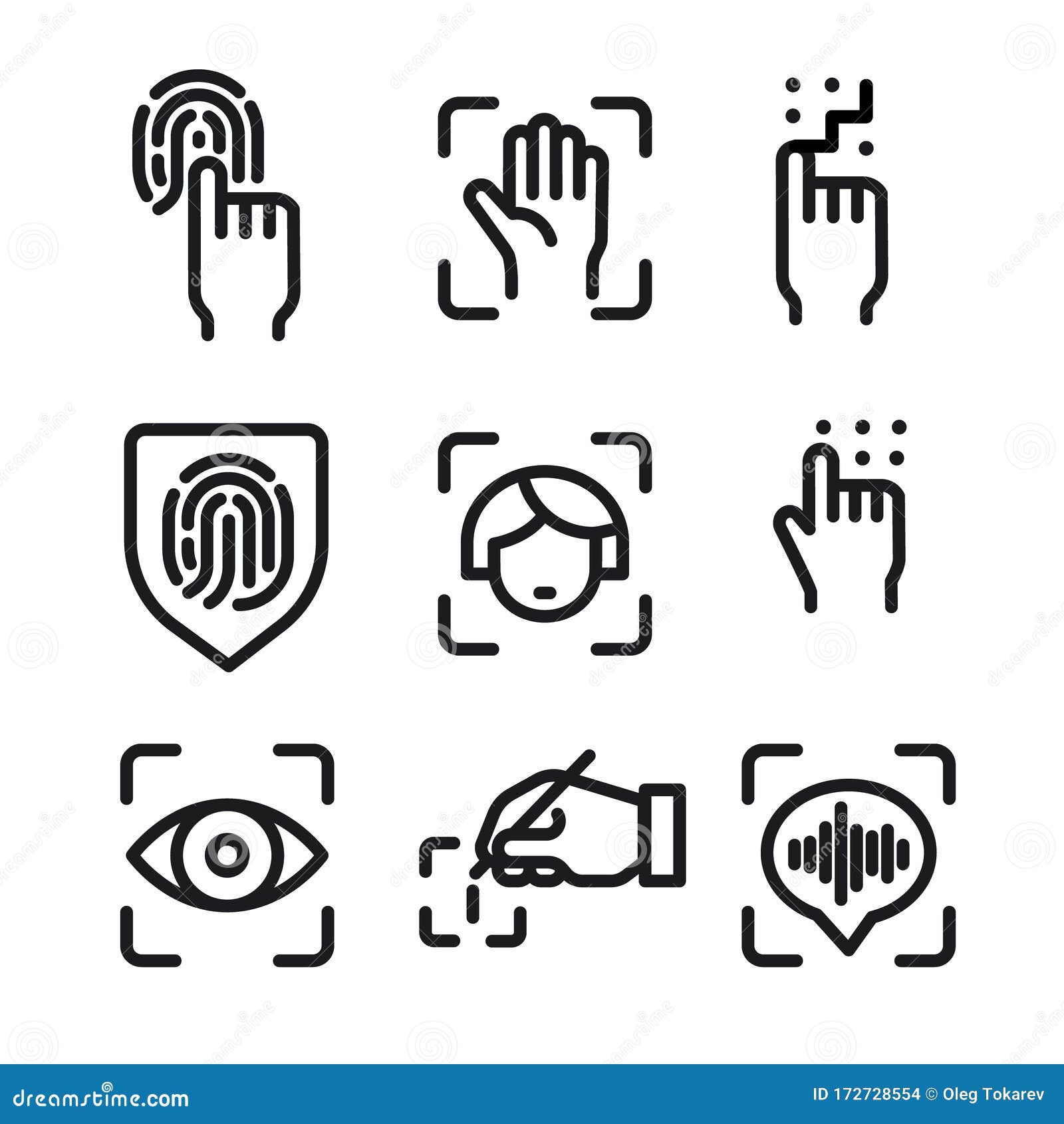 Biometric Identification Icons Stock Vector - Illustration of computer ...