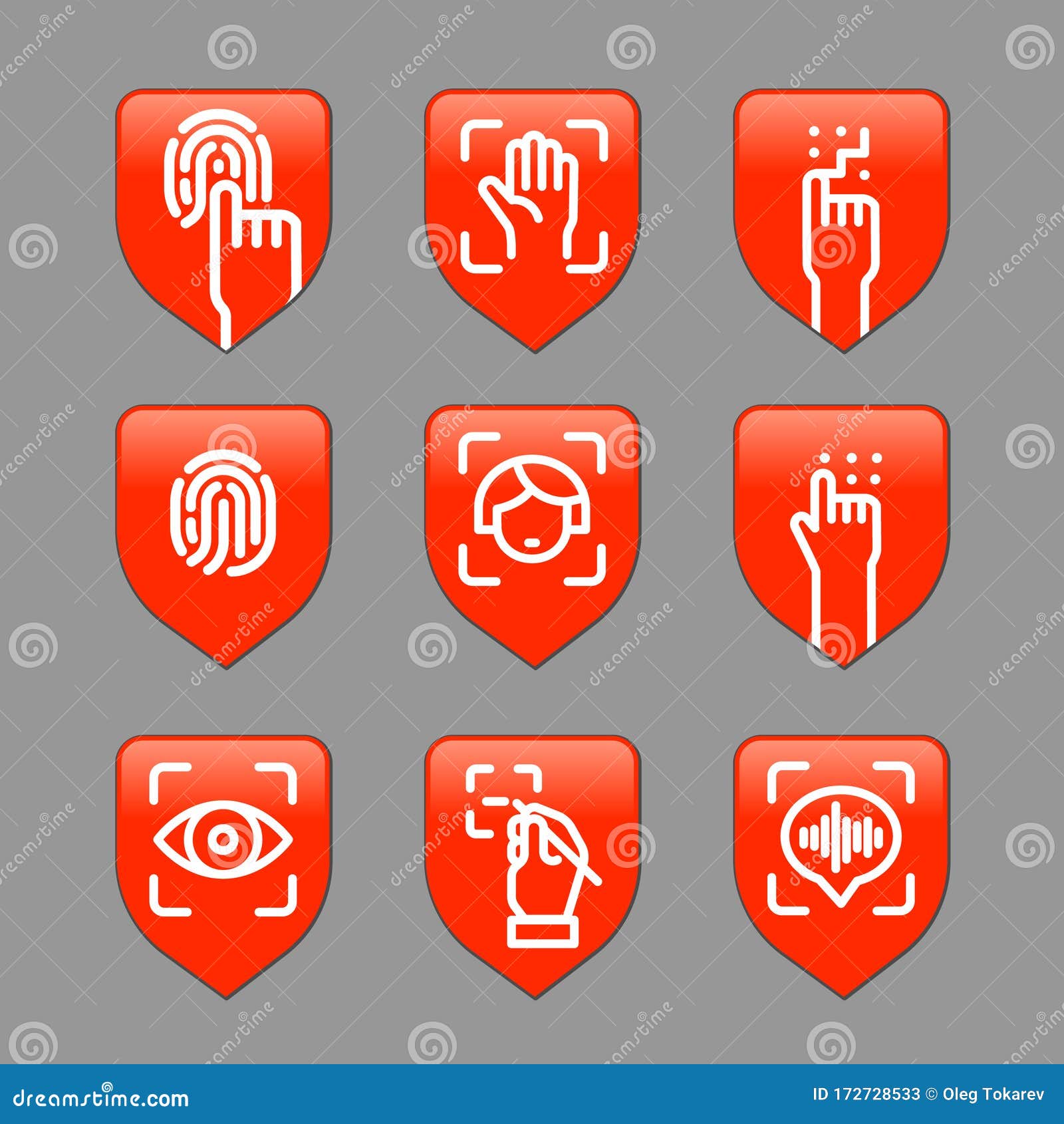 Biometric Identification Icons Stock Illustration - Illustration of ...