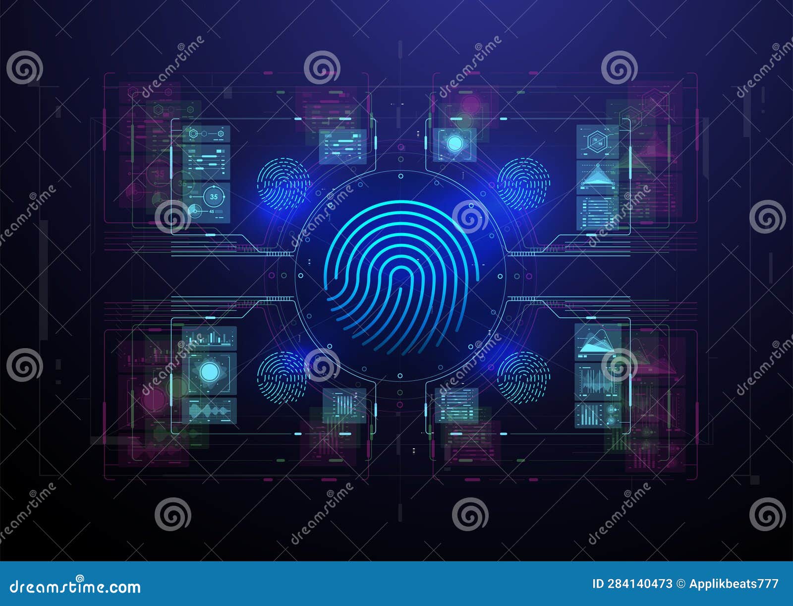 Biometric Identification or Recognition System of Person. Fingerprint ...
