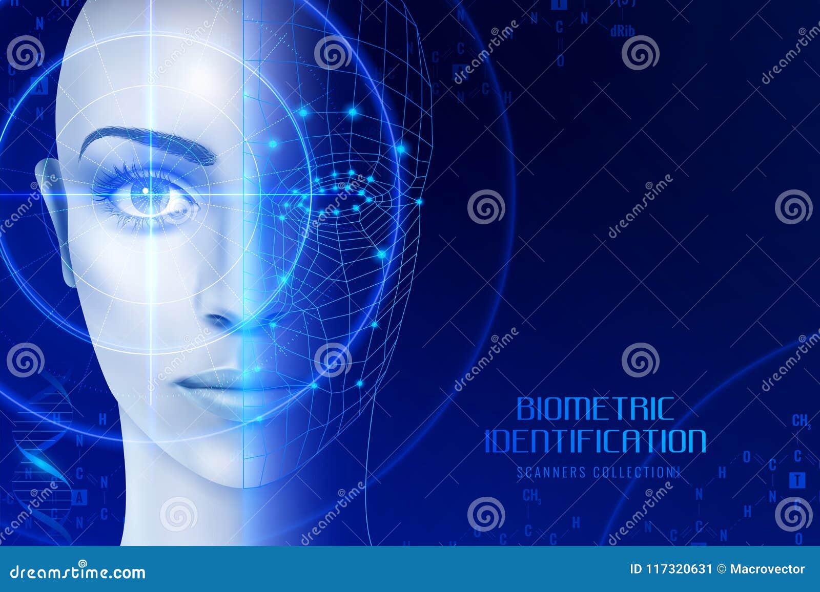 Biometric Identification Landing Page Vector Illustration ...