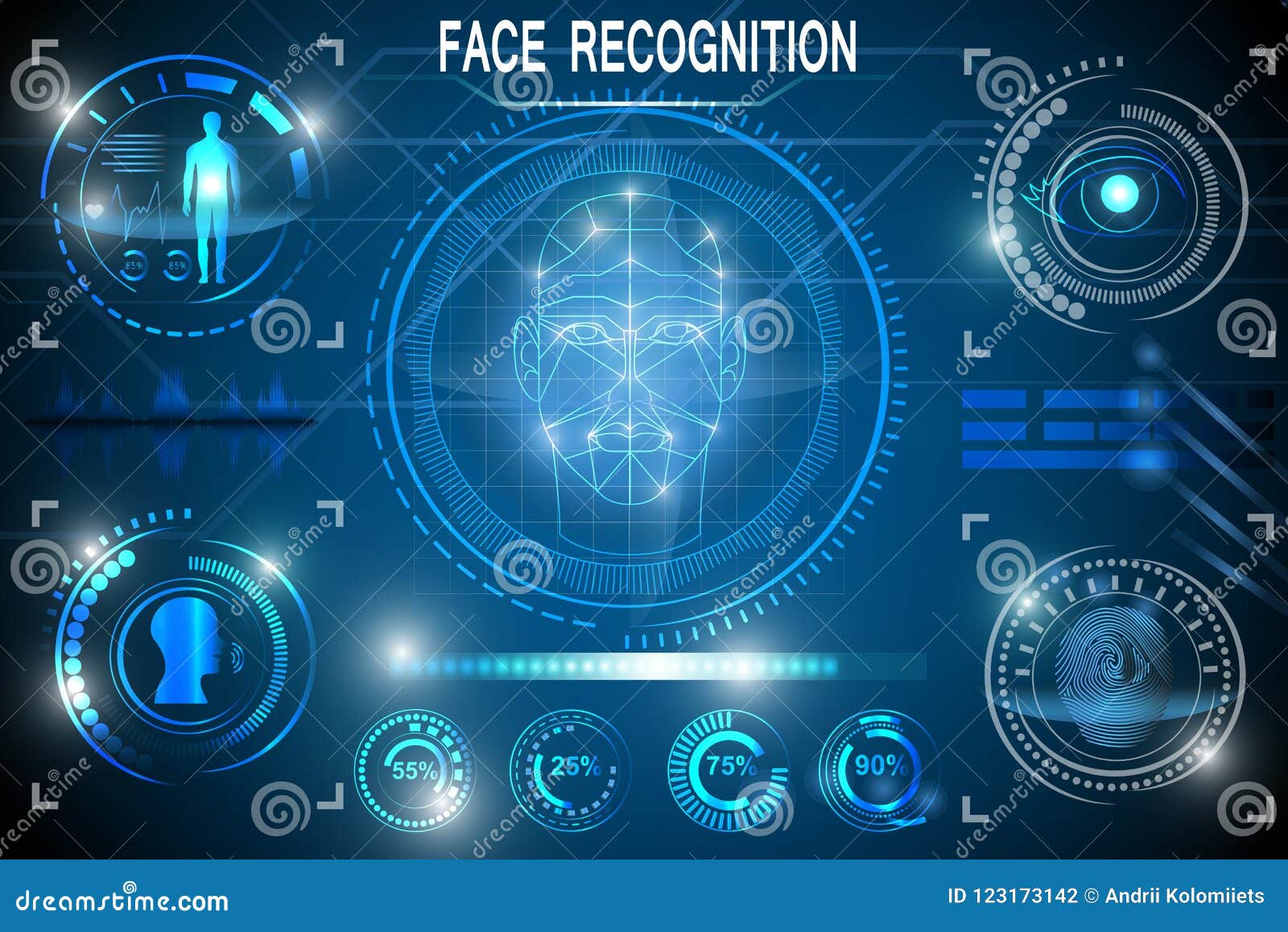 Biometric Identification System of Person Stock Vector - Illustration ...
