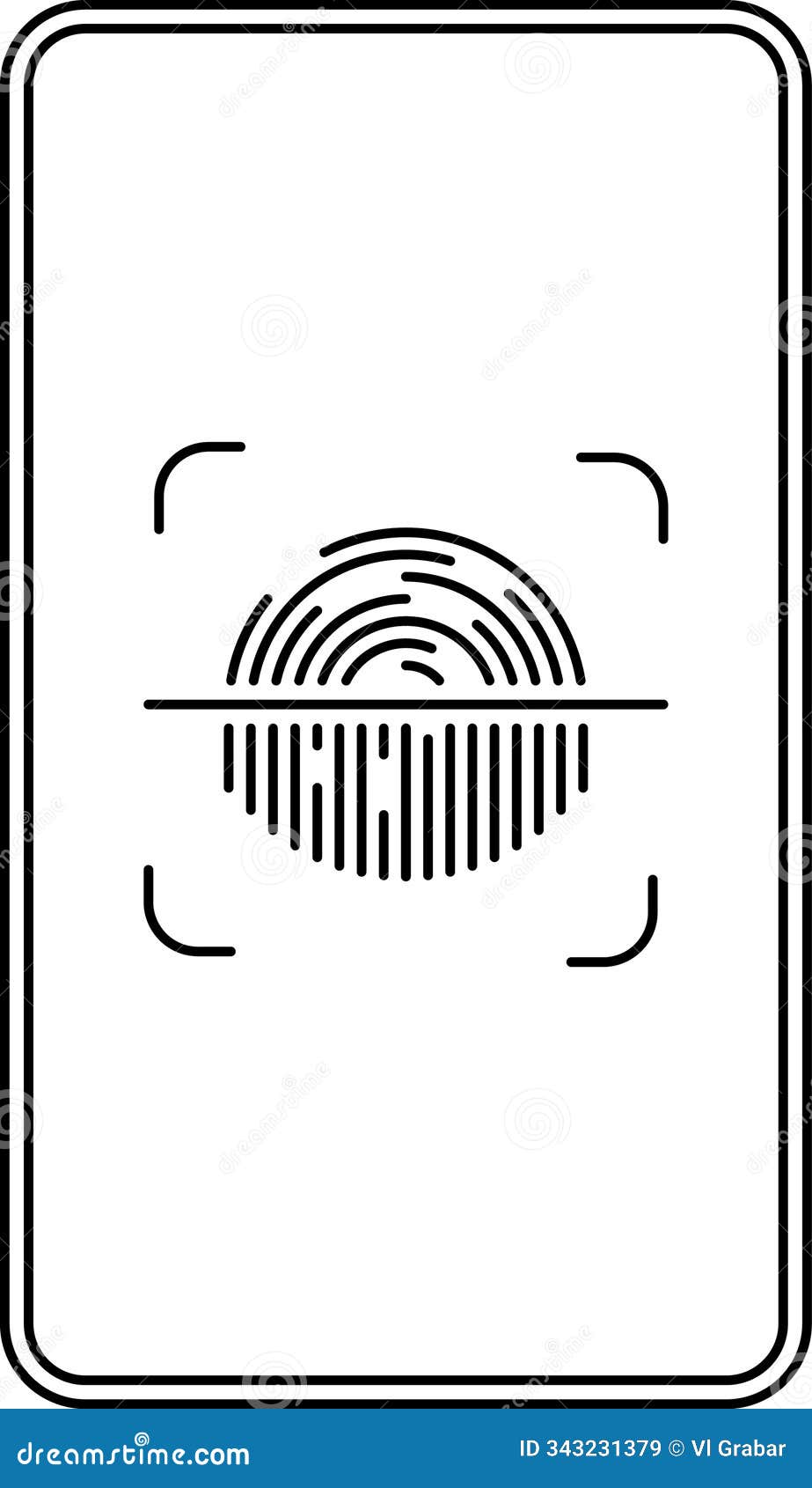 Biometric Identity Icon. Fingerprint Identification Line Vector Symbol ...