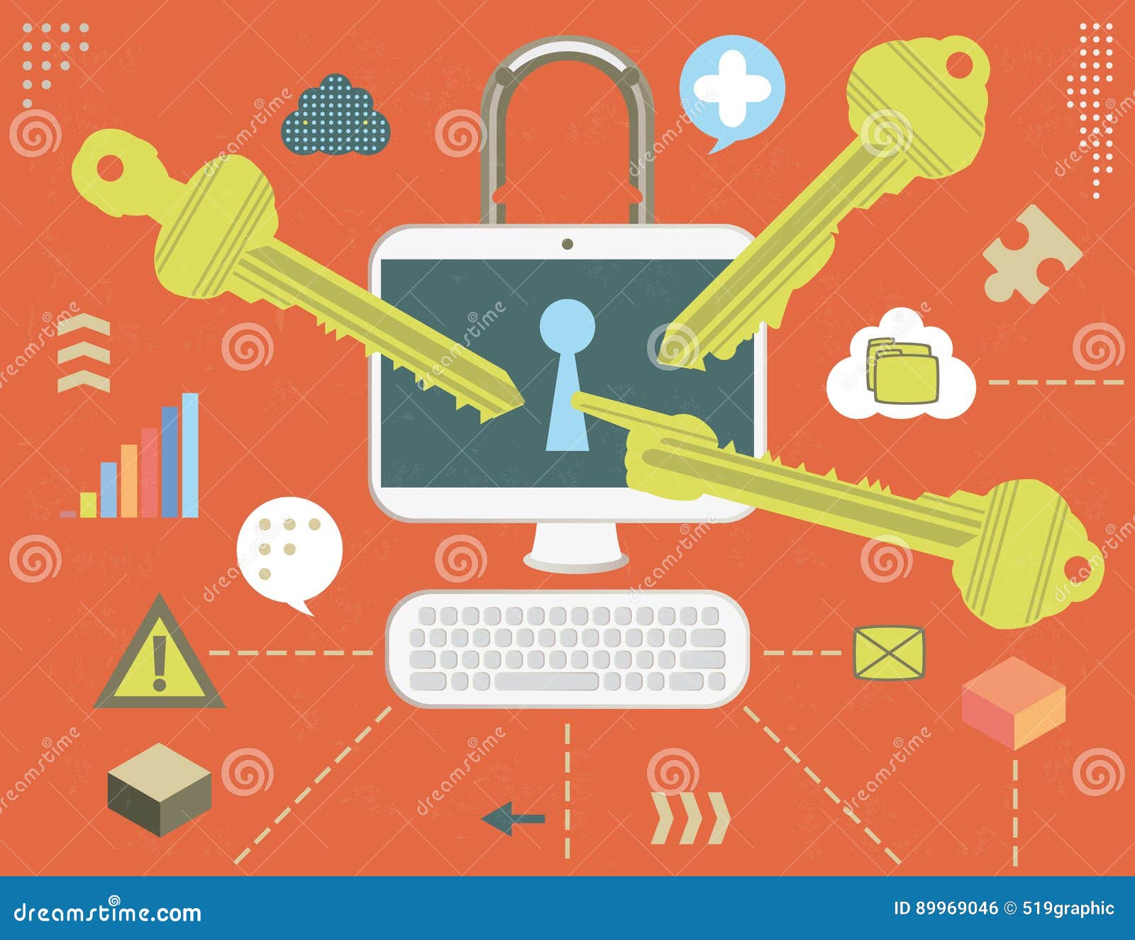 Biometric key concept stock vector. Illustration of interaction - 89969046