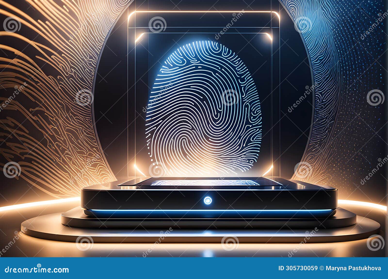 Biometric Luminescence: Fingerprint Showcase in High-Tech Scanner ...