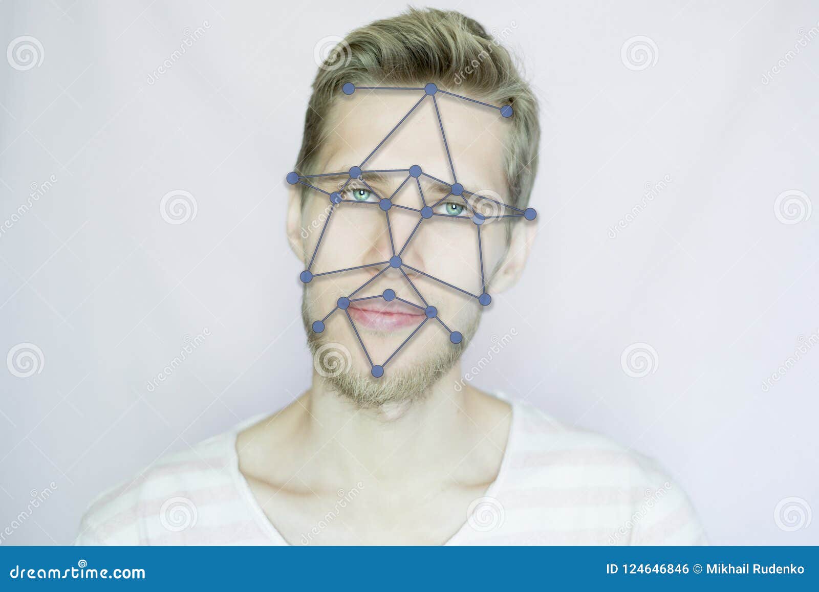 Biometric Man Face Scan Identifying for an International Passport ...